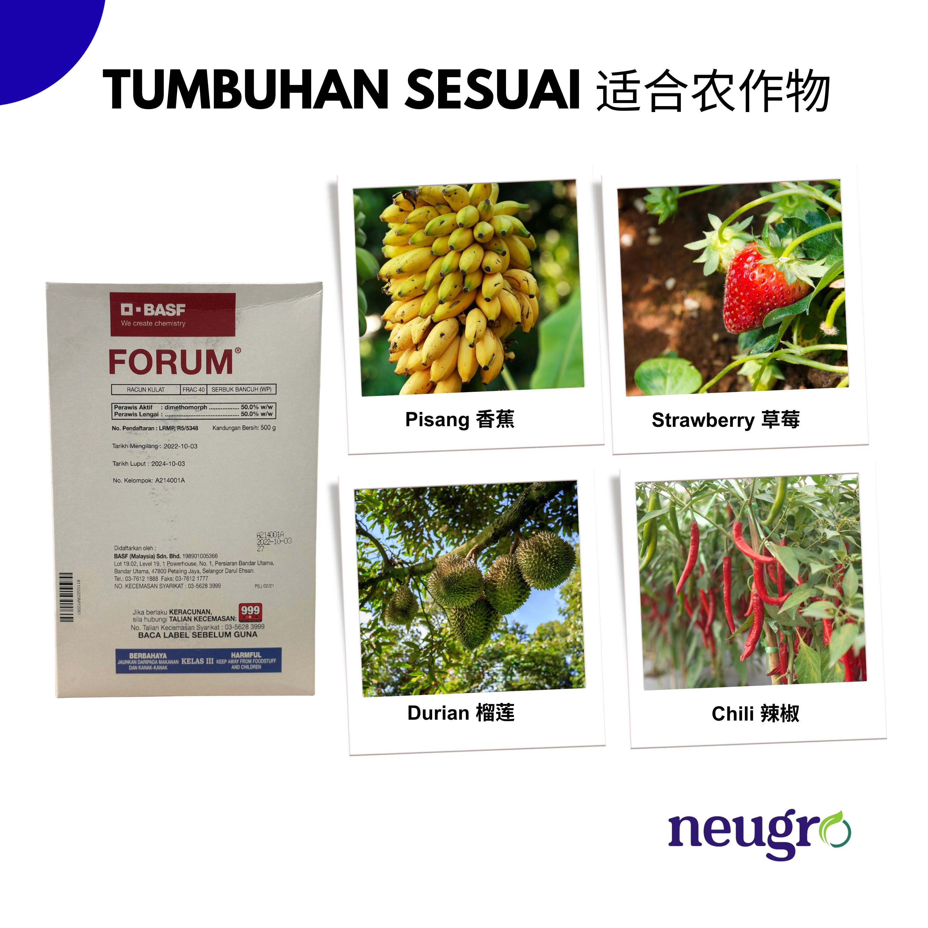 BASF FORUM 500g Dimethomorph 50% Racun Kulat Kanker Batang Durian ...