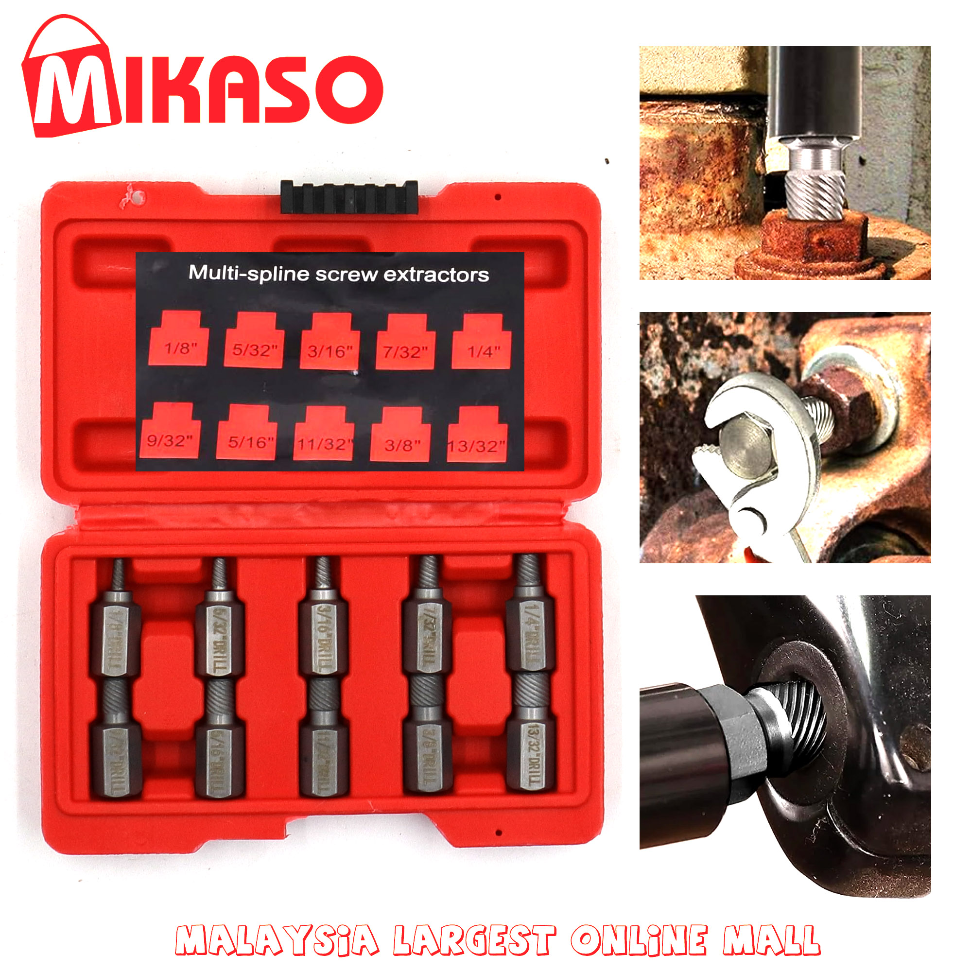 10 Pieces Hex Bolt Extractor Set Damaged Set Hex Head Broken Bolt ...