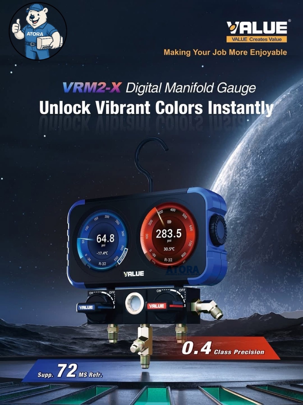 Value VRM2-X Digital Gas Meter/VRM2-X Digital Manifold Gauge Gas Meter ...