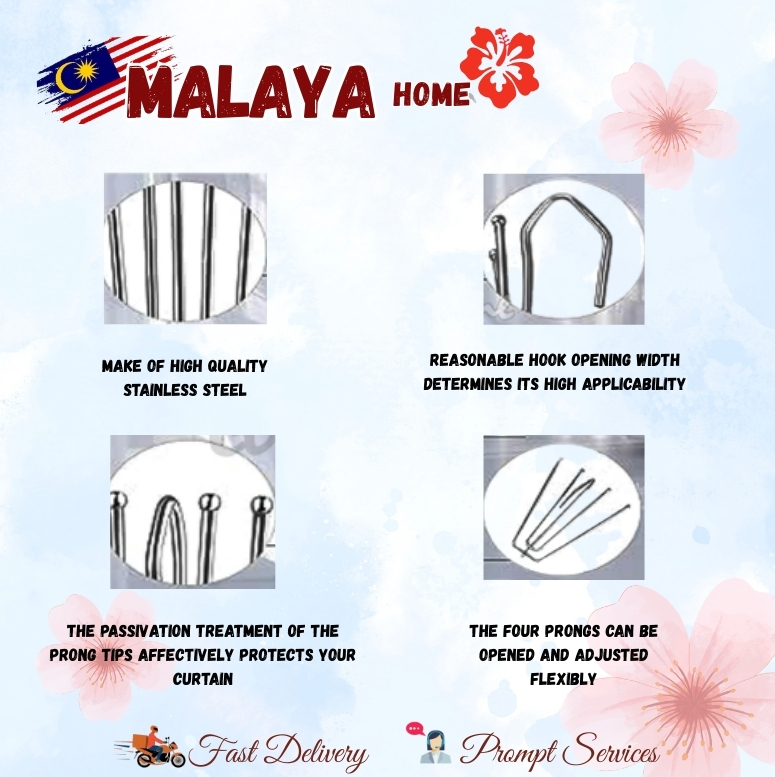 𝘾𝙖𝙣𝙜𝙠𝙪𝙠/𝙃𝙤𝙤𝙠 15PCS PER PACK Cangkuk Langsir/Curtain Hook/Rail Roller ...