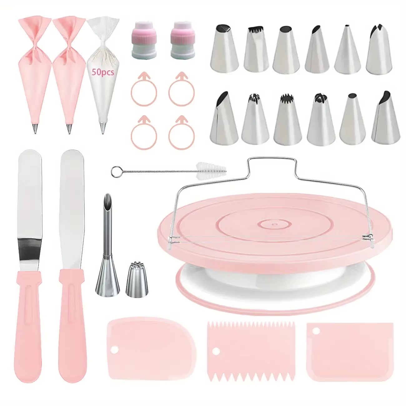 80Pcs Ultimate Cake Decorating Kit with Turntable - Piping Bags ...