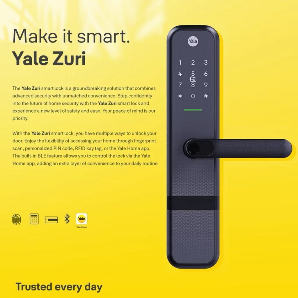 🔥NEW 2025🔥 Yale Zuri (Mortise) Smart Digital Lock Doorlock Password ...