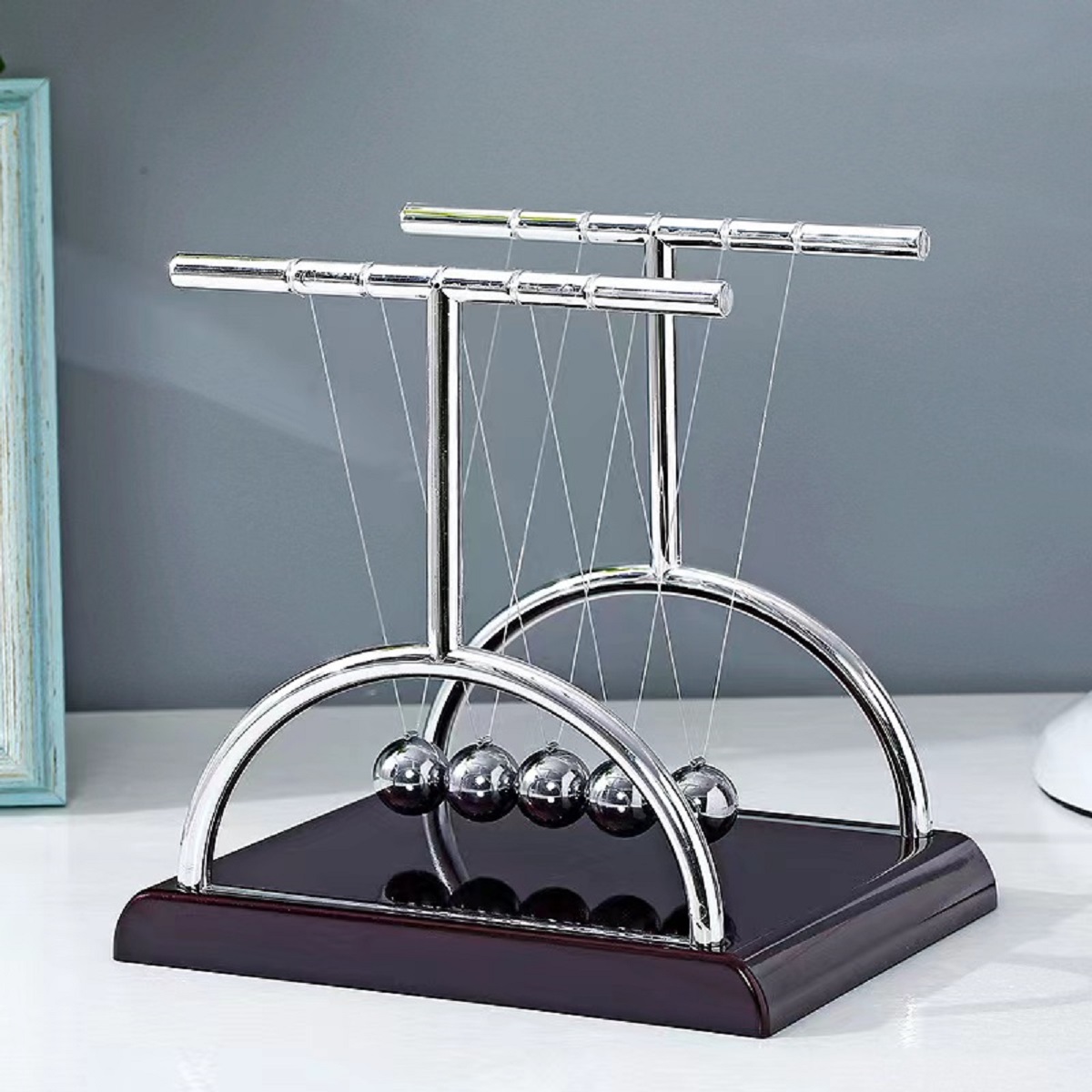 Newton Pendulum T Shape Cradle Balance Ball Buaiyan Bandul Decor ...