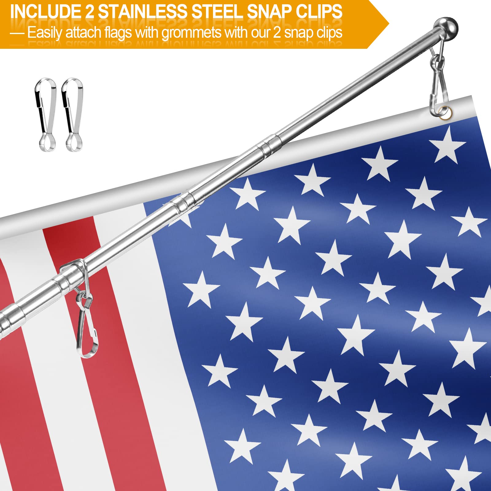 1.6m/2m Telescopic Handheld Flagpoles Portable Tour Guide Flag Pole for ...