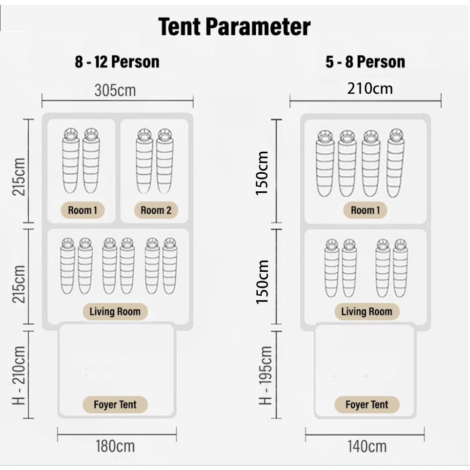 Magic Pocket Khemah Unta Camel Tent Besar 8-12 Person Large Camping ...