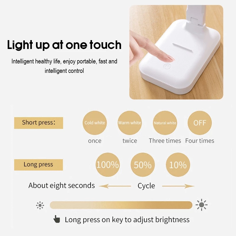 Dimmable Table Lamp Level 3 Touch Dimmable Eye Protection LED Table ...