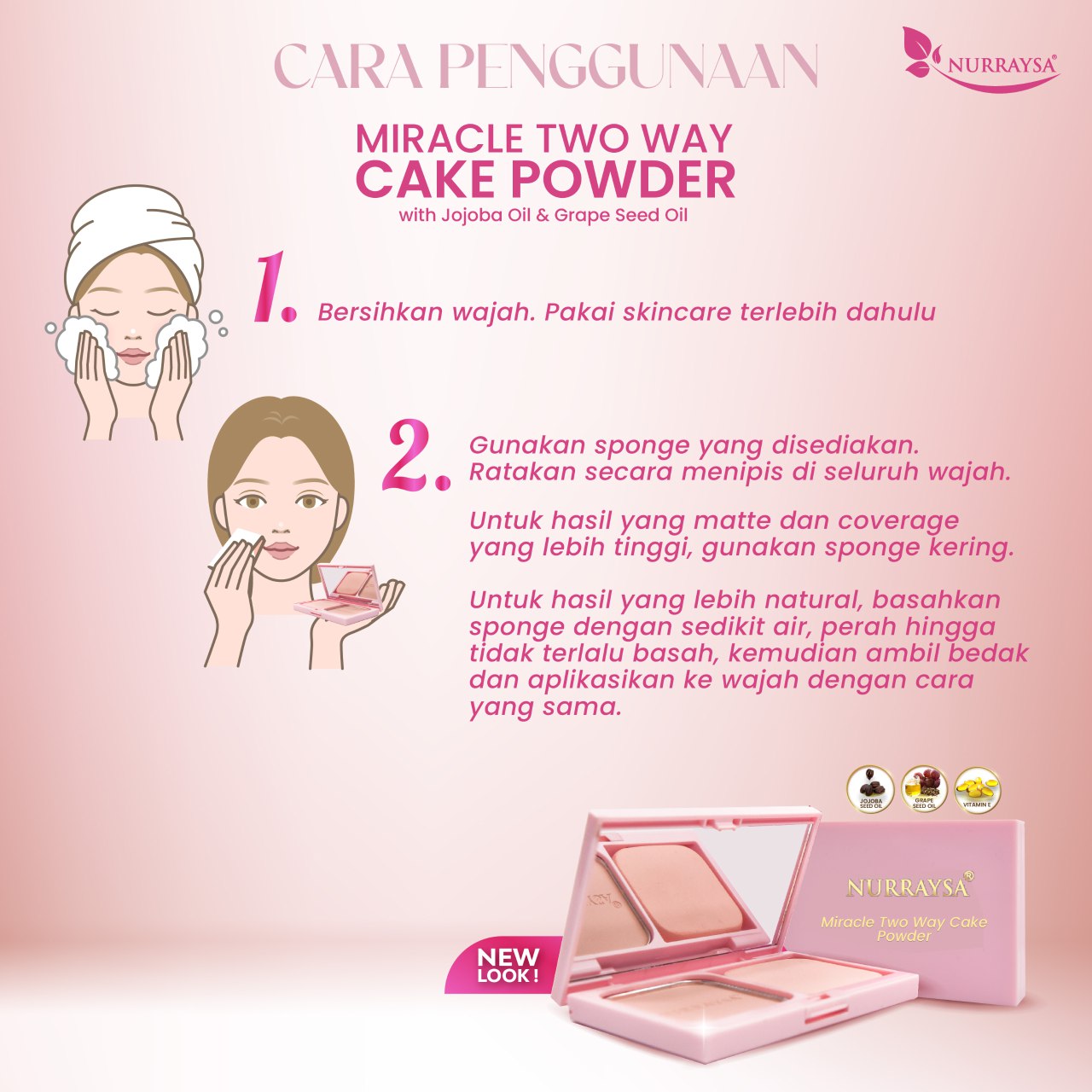NURRAYSA Miracle Two Way Cake Powder With Jojoba Oil Compact Powder ...