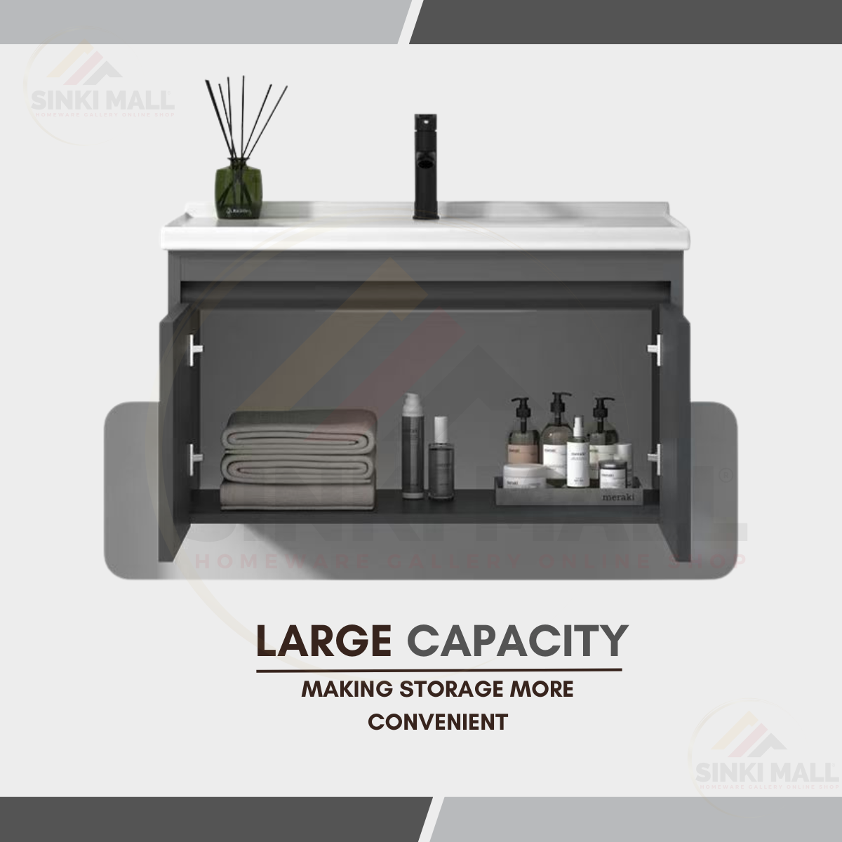 [43cm 50cm] Stainless Steel Basin Bathroom Cabinet Basin Sinki Bilik ...