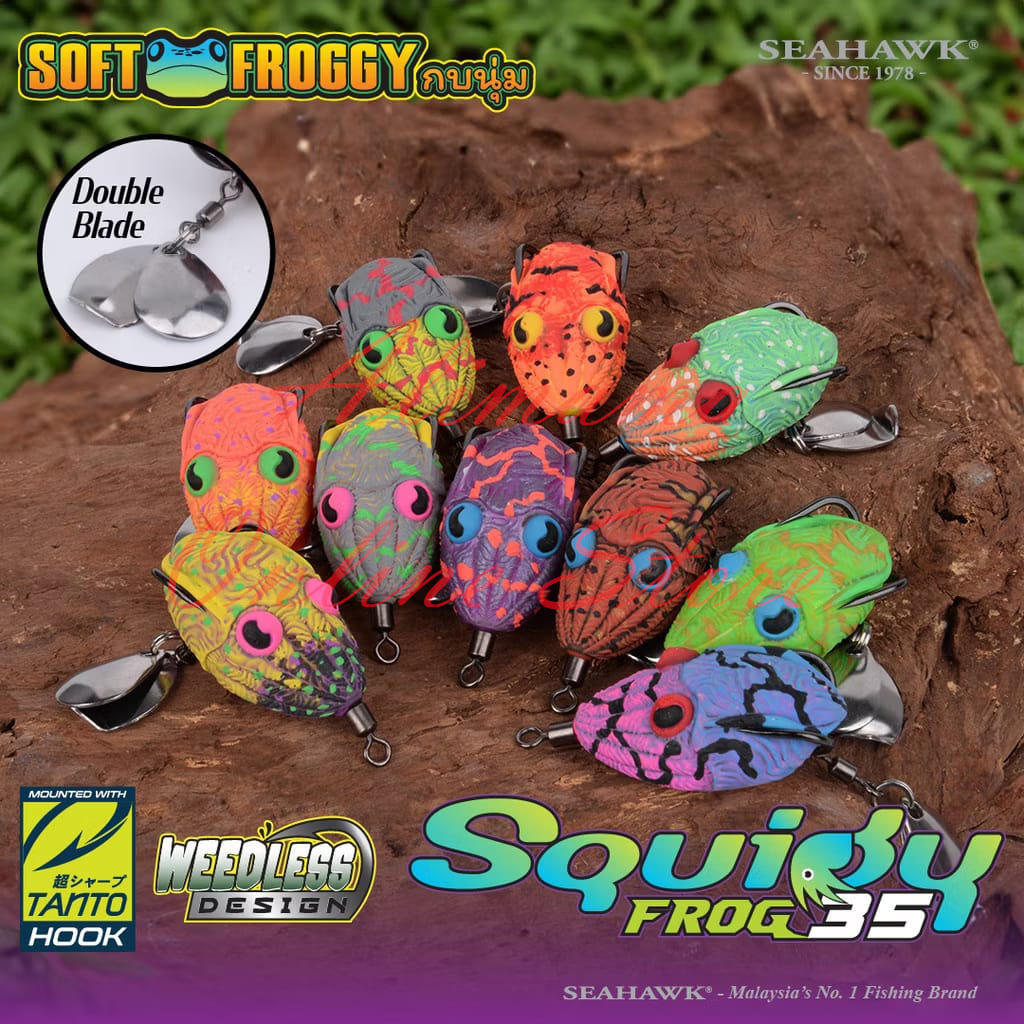 SEAHAWK SQUIDY FROG 35MM 6G SOFT FROGGY FISHING LURE UMPAN PANCING ...