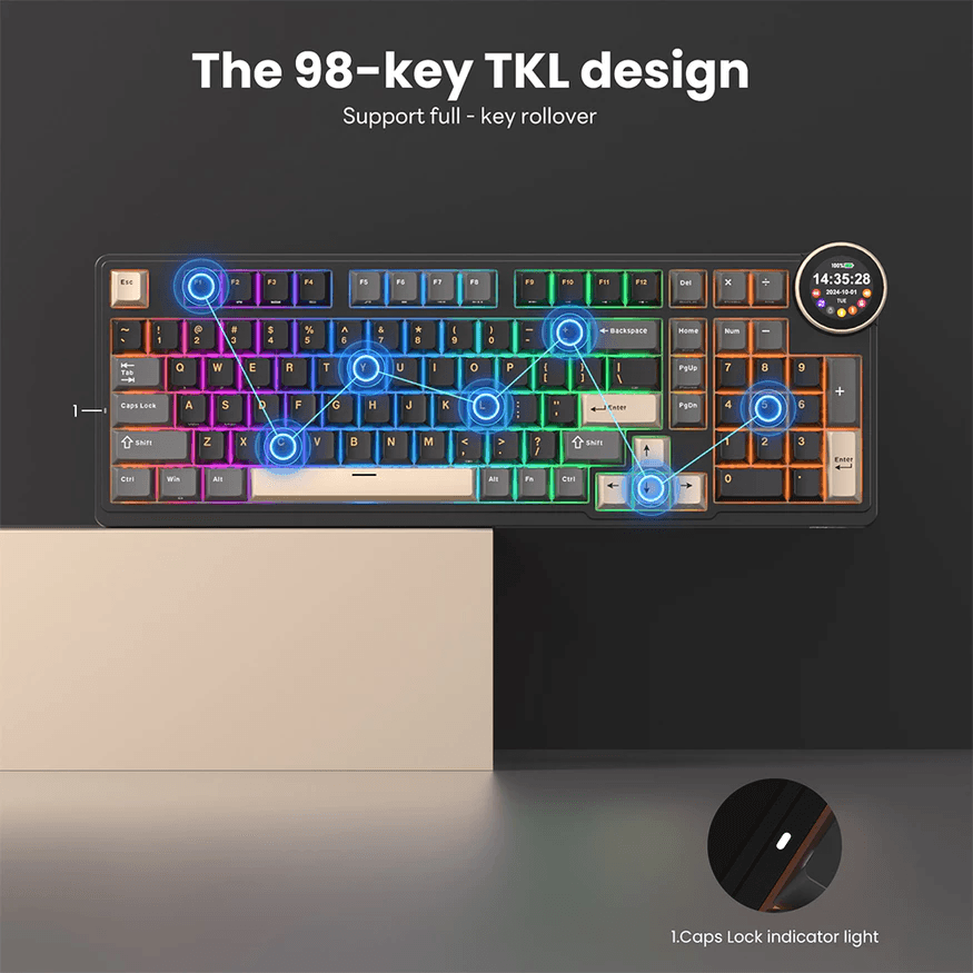 RK Royal Kludge N99 98% Mechanical Keyboard - TFT Screen Display, 3 ...