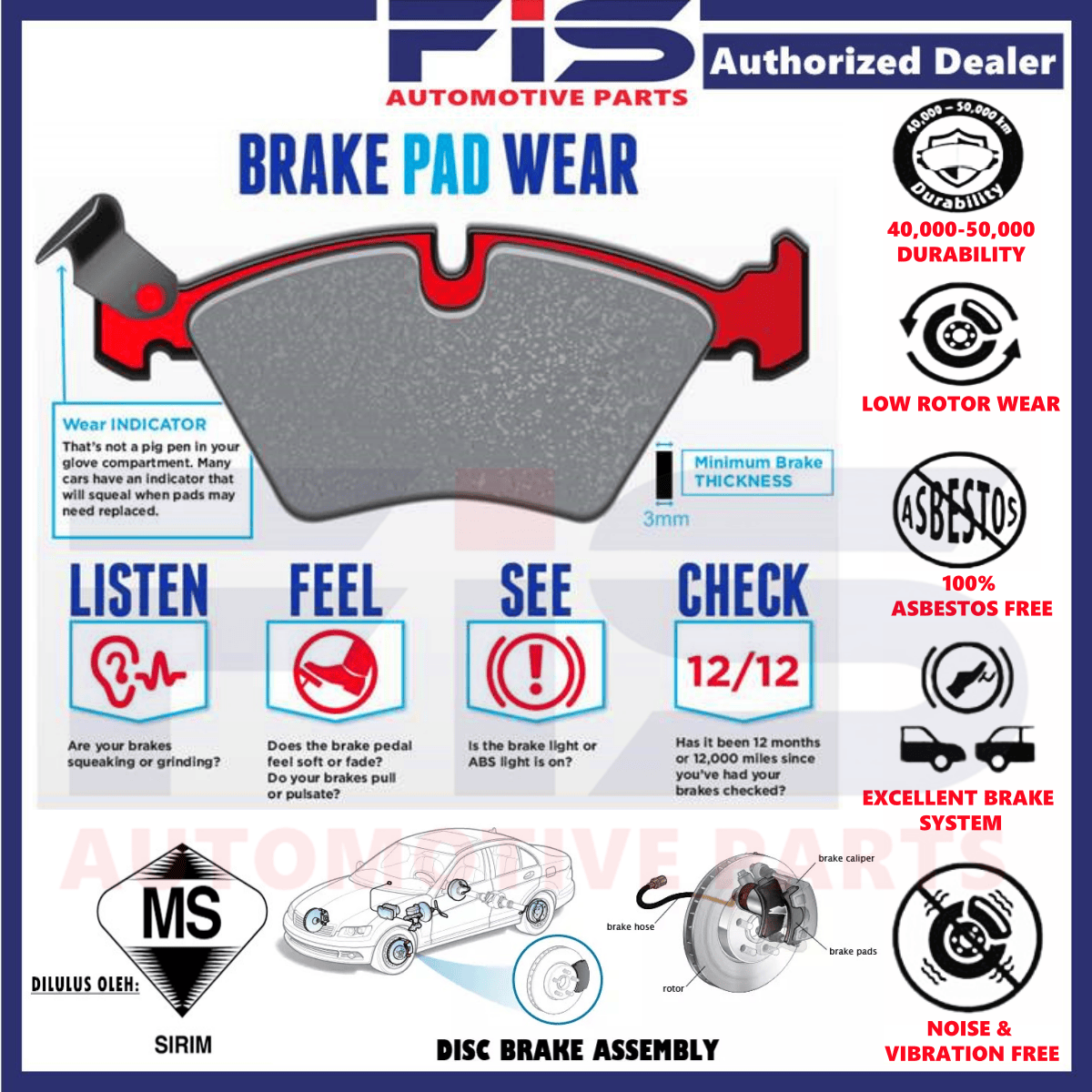FIS AISIN Disc Brake Pad Front Toyota Hiace KDH200 TRH200 Brek Pad ...