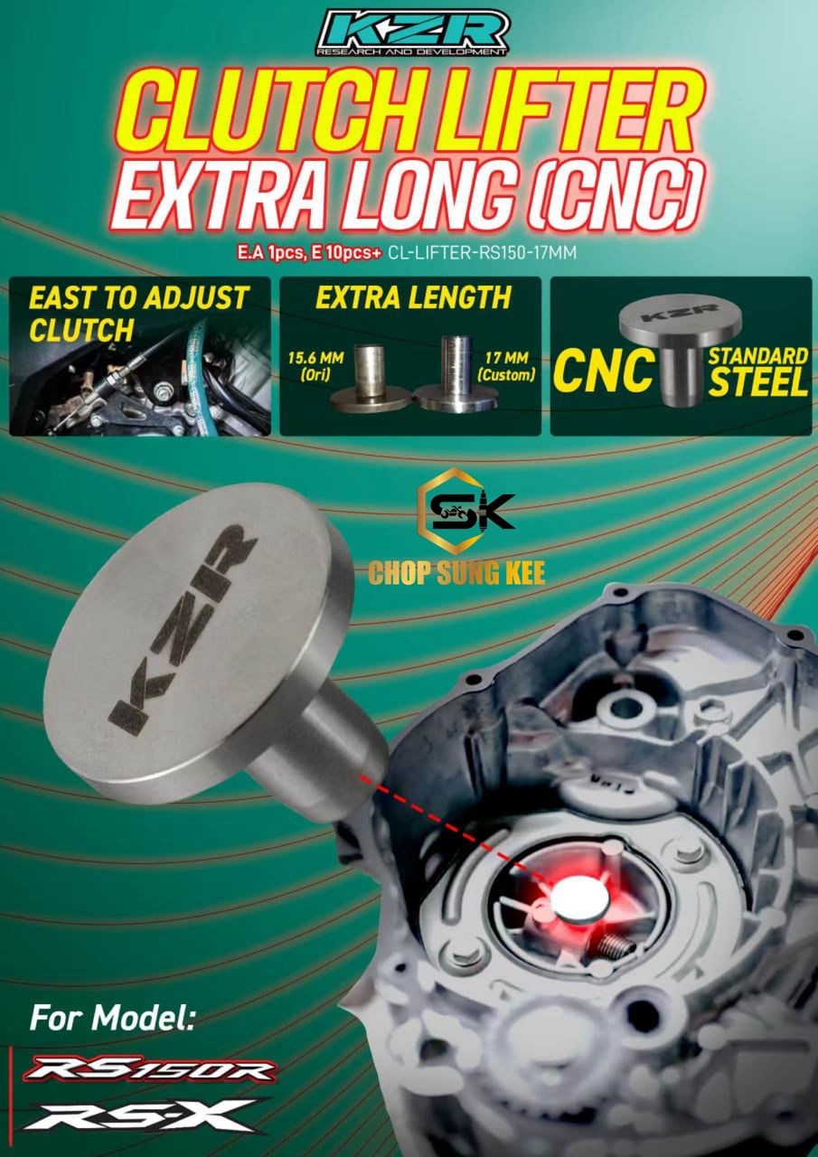 RS150 CLUTCH LIFTER PUSH ROD 17MM CNC HARDEN EXTRA LONG TAMBAH PANJANG ...