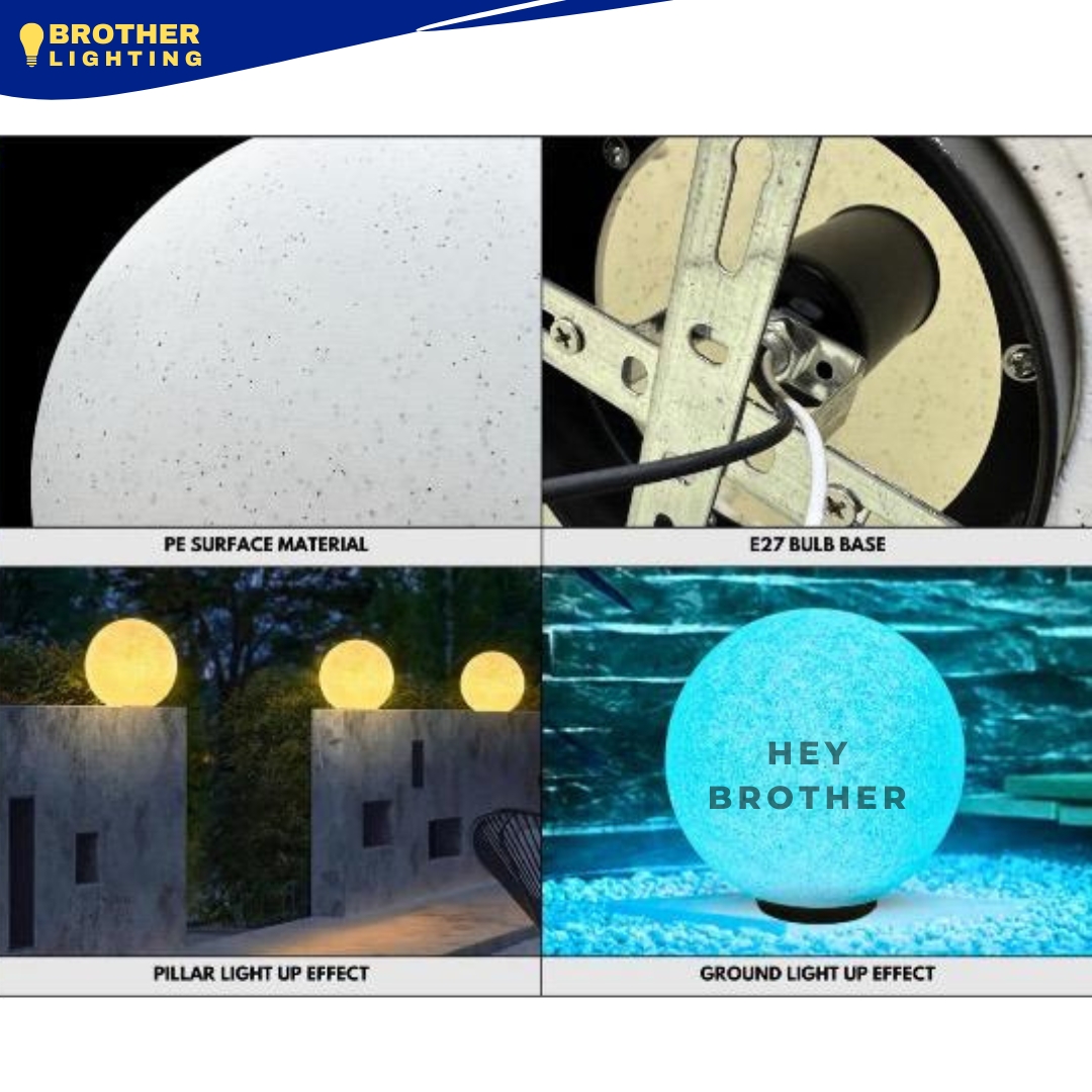 LED Marble Style Garden Lamp Gate Light Lampu Pagar Round Outdoor IP65 ...