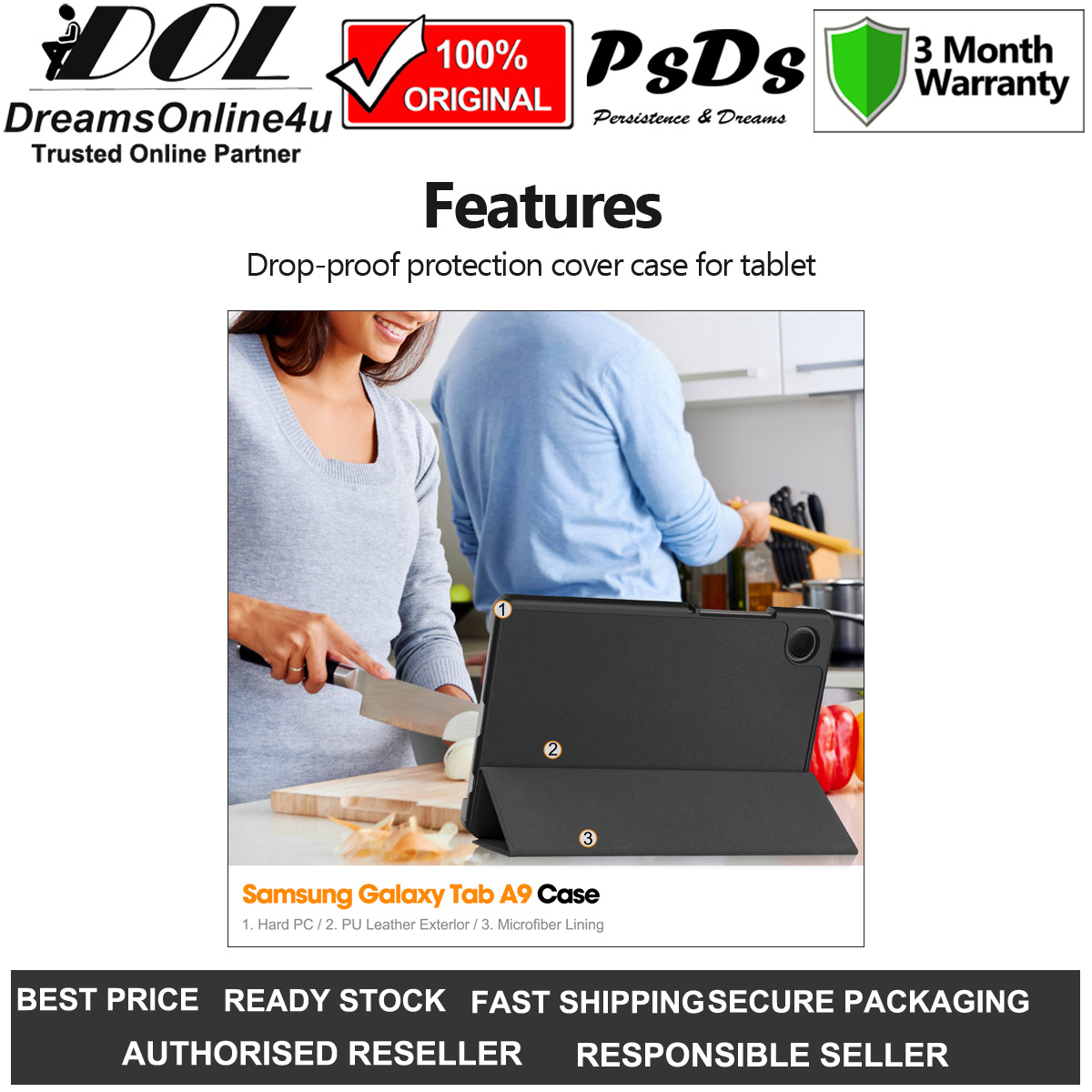 PsDs Samsung Galaxy Tab A11 8.7 inch 2025 X133 X135 Classical Tri-Fold ...