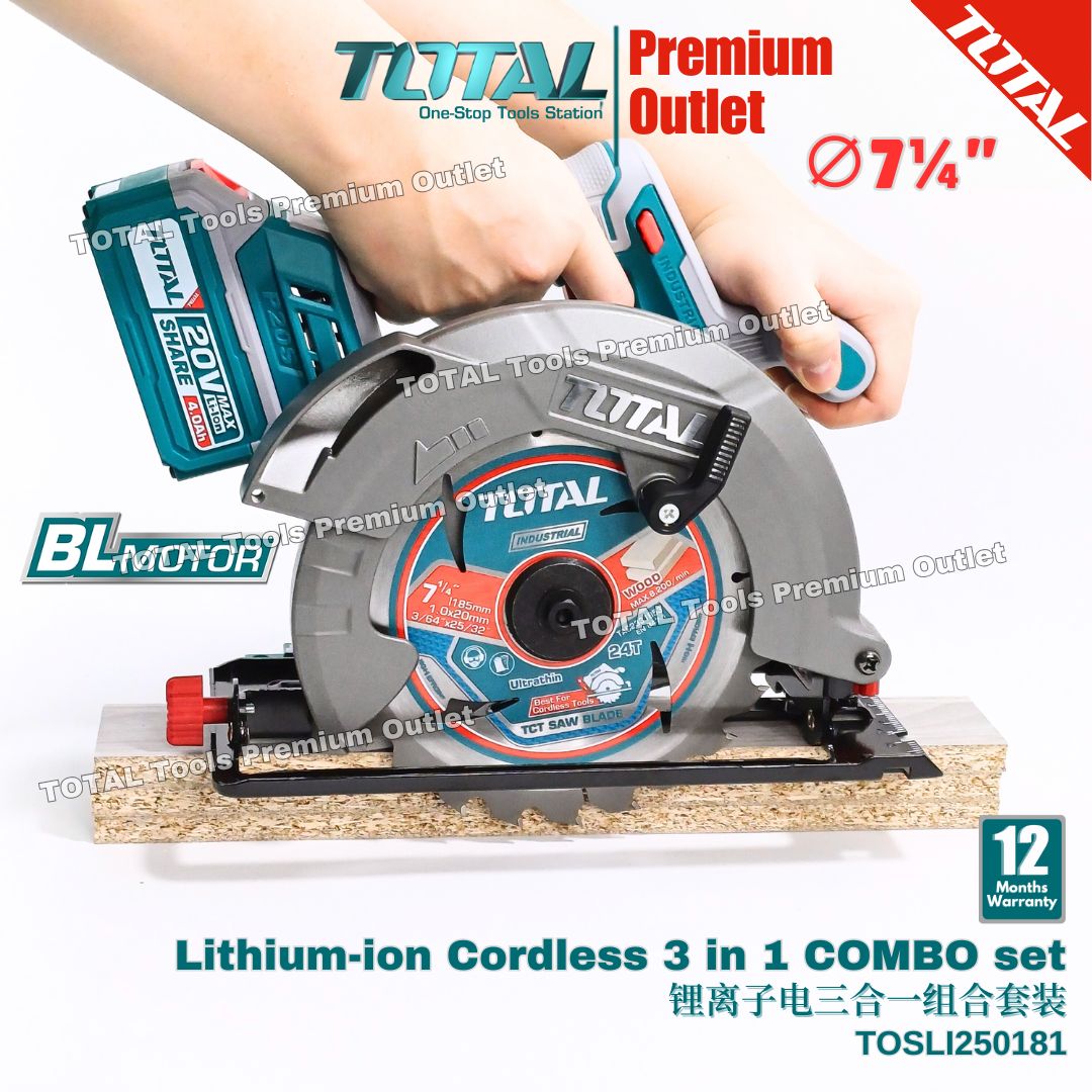 TOTAL Tools 20V 3 in 1 COMBO set BL Cordless circular saw, Impact Drill ...