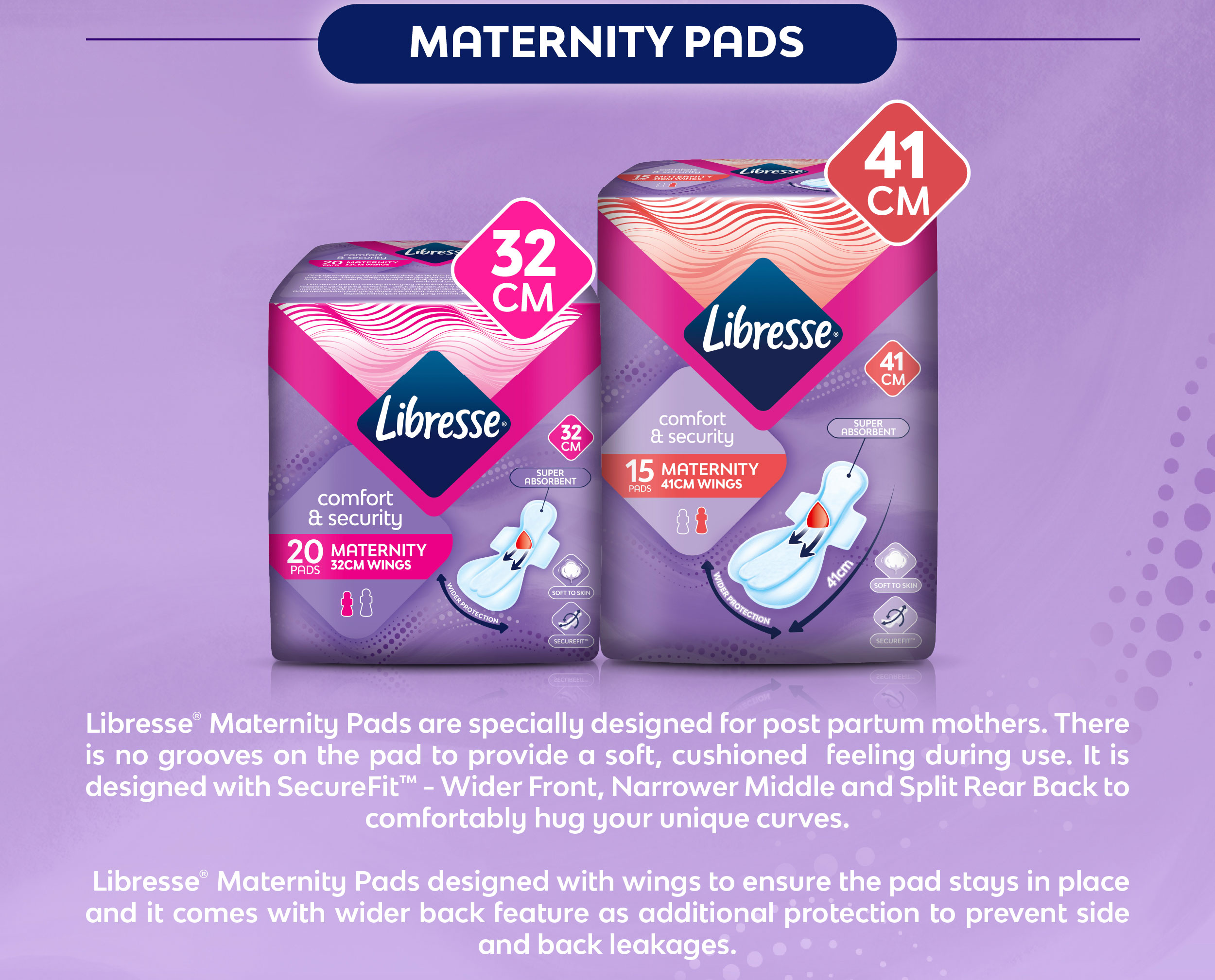 Libresse Maternity Wider Back Night Wings Pads 32cm (20s) - Post Partum ...