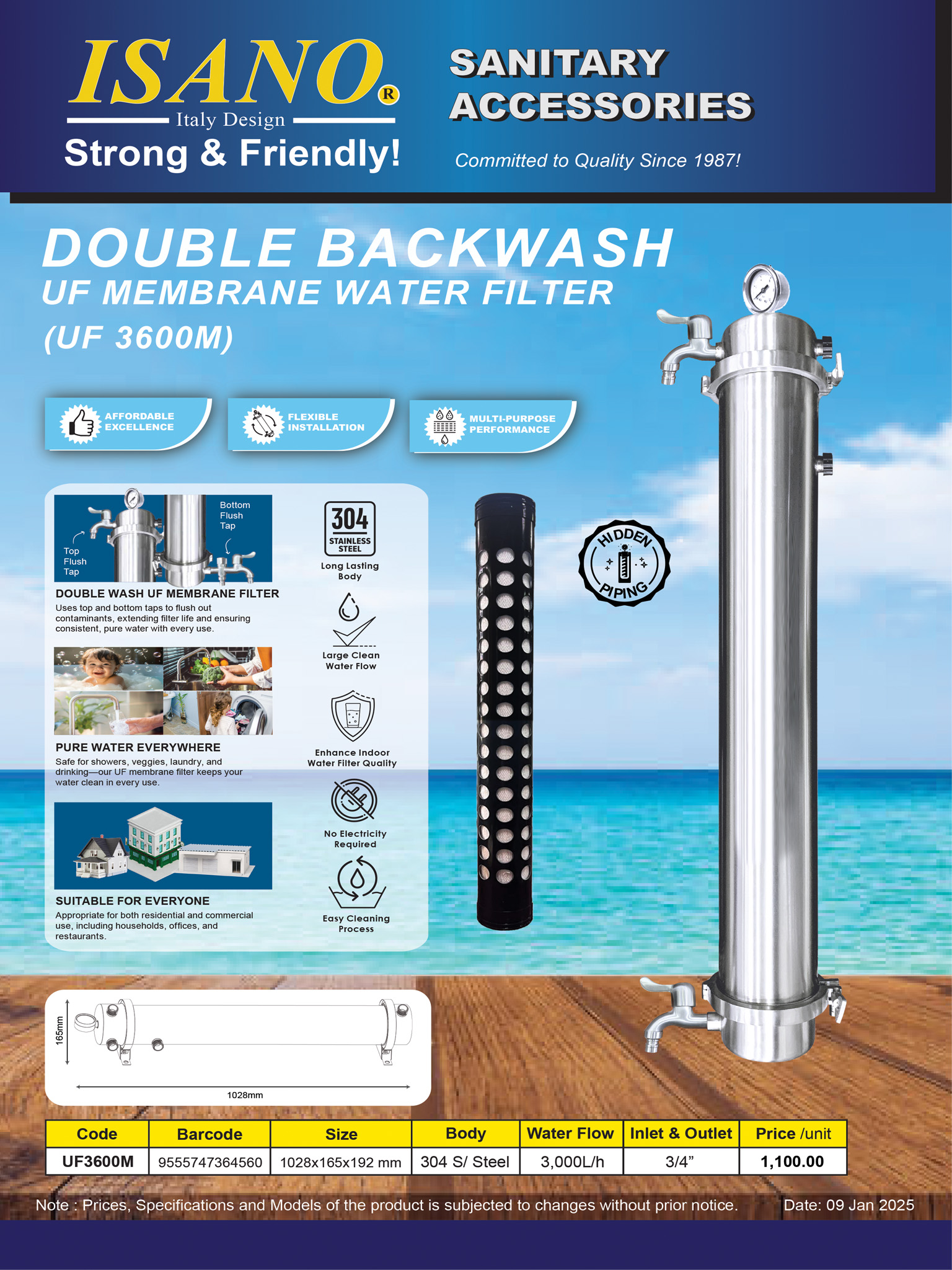 Isano Double Backwash UF Membrane Water Filter UF3600M Outdoor Filter ...