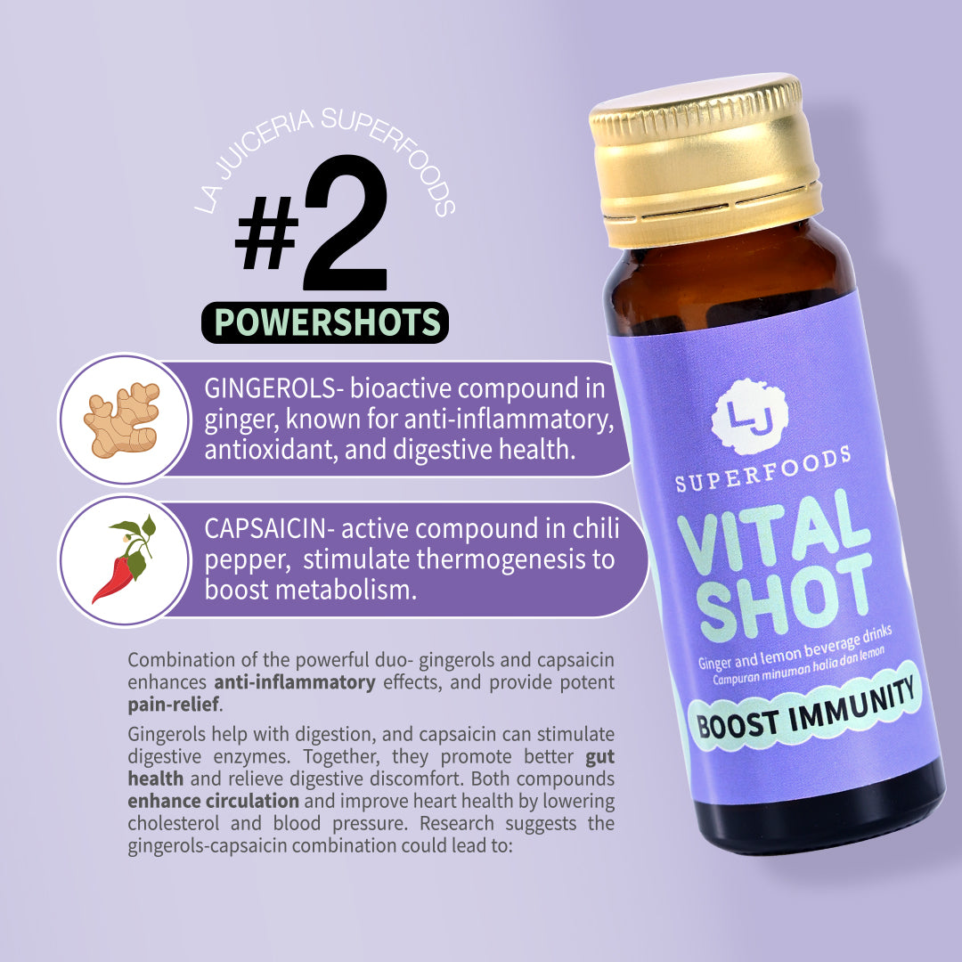 La Juiceria Vital Shot Immunity Pack (10 Bottles) – Ginger Lemon Honey ...