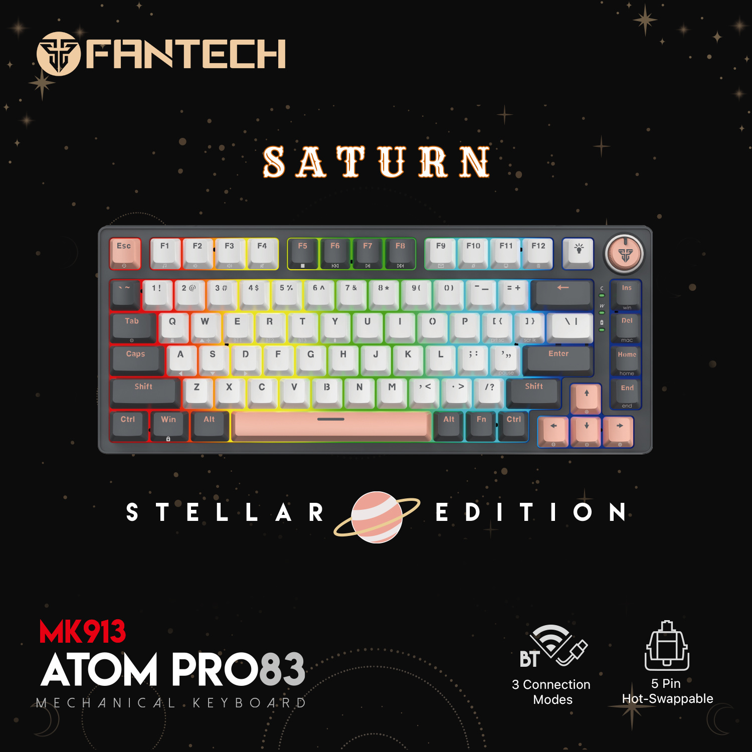 Fantech Atom Pro83 MK913 Wireless Mechanical Keyboard | Hot Swappable ...