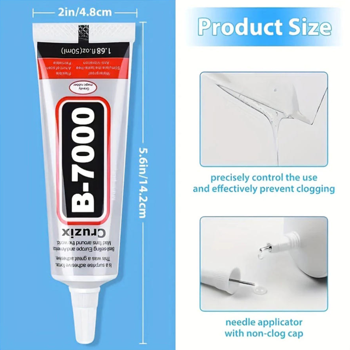 Multi Purpose Industrial Strength 50ML B7000 Glue Adhesive Rhinestone ...