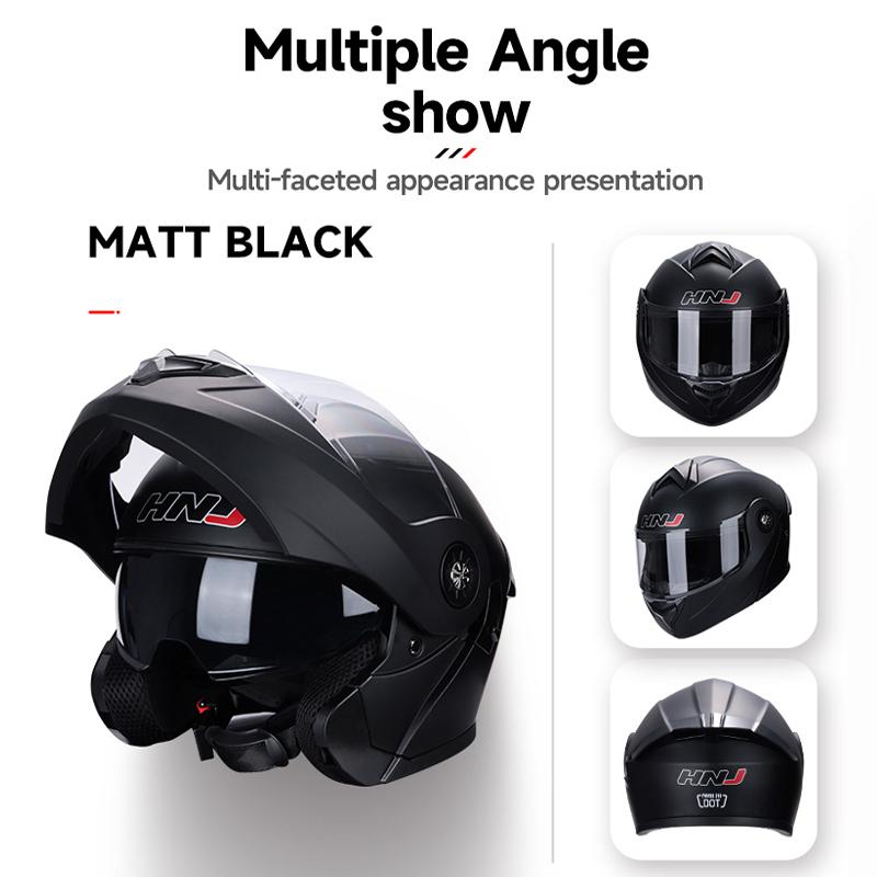 HNJ Flip Up Helmet Original 100% Motor Full Face Double Visor ...