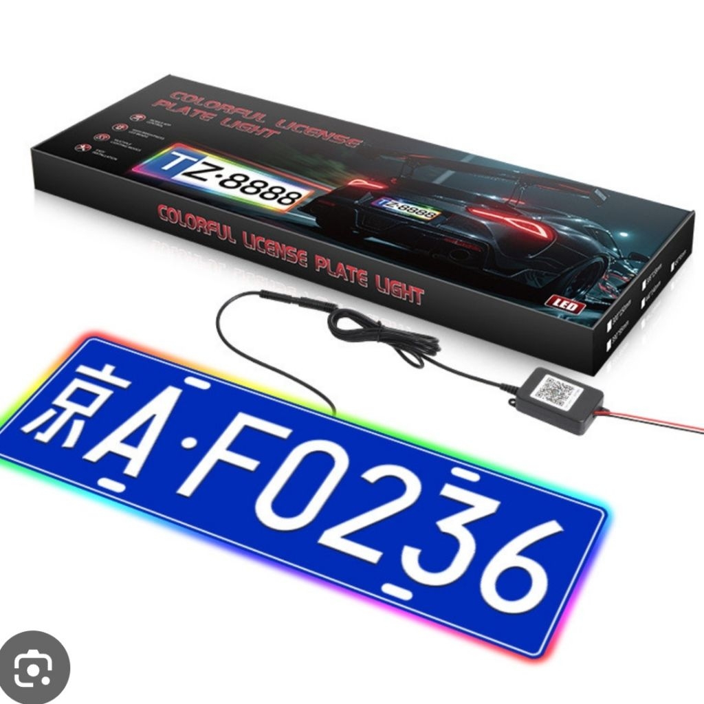 CAR NUMBER PLATE FRAME RGB LED APP COLOUR CONTROL LIGHT PLAT KERETA ...