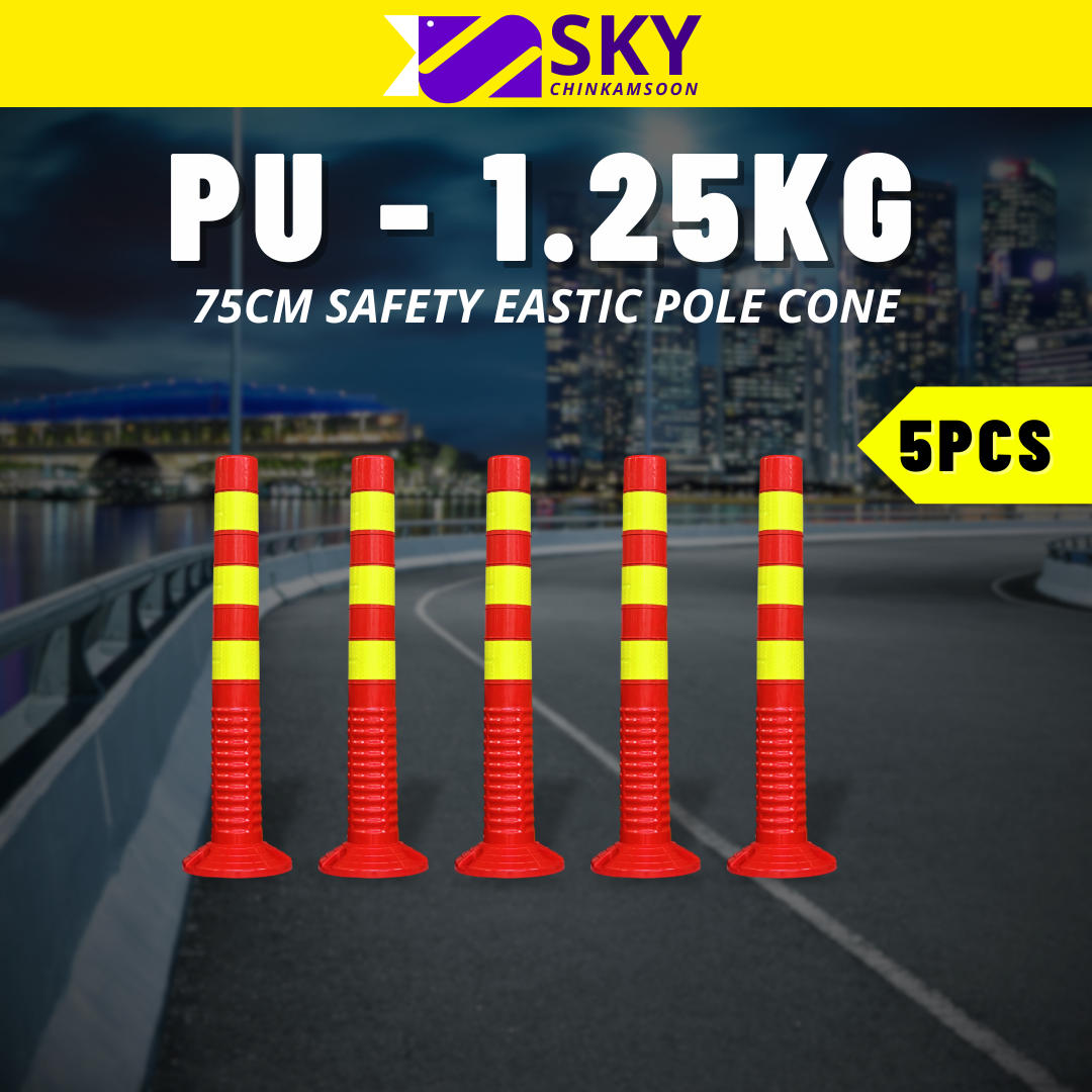 (10PC) 75cm Safety Elastic Pole Cone | Heavy Duty PVC Road Safety Cone ...