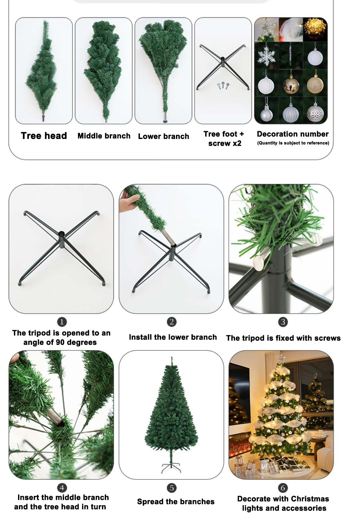 MOONLIGHT Christmas Tree with Decor Set Ribbon String Lights | DIY Easy ...