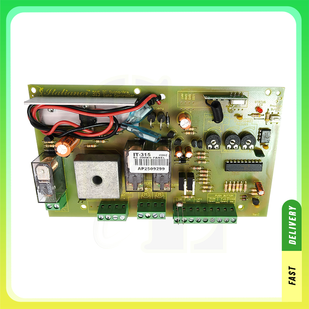 Autogate Control Board- IT 315 433MHZ DC Swing Panel (Suitable for OAE ...