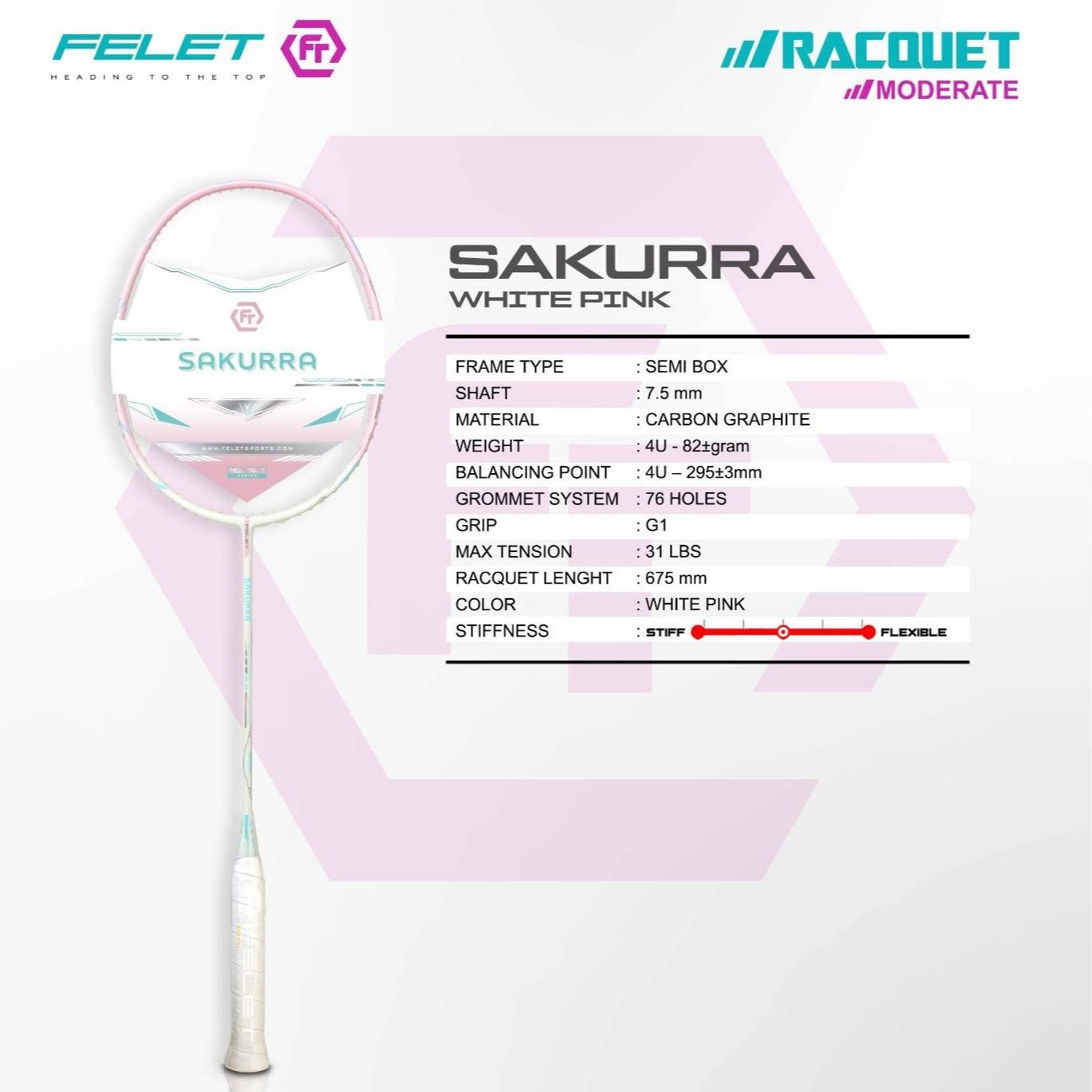 FELET Sakura Badminton Racket Original | Sakurra Raket Badminton Sports ...
