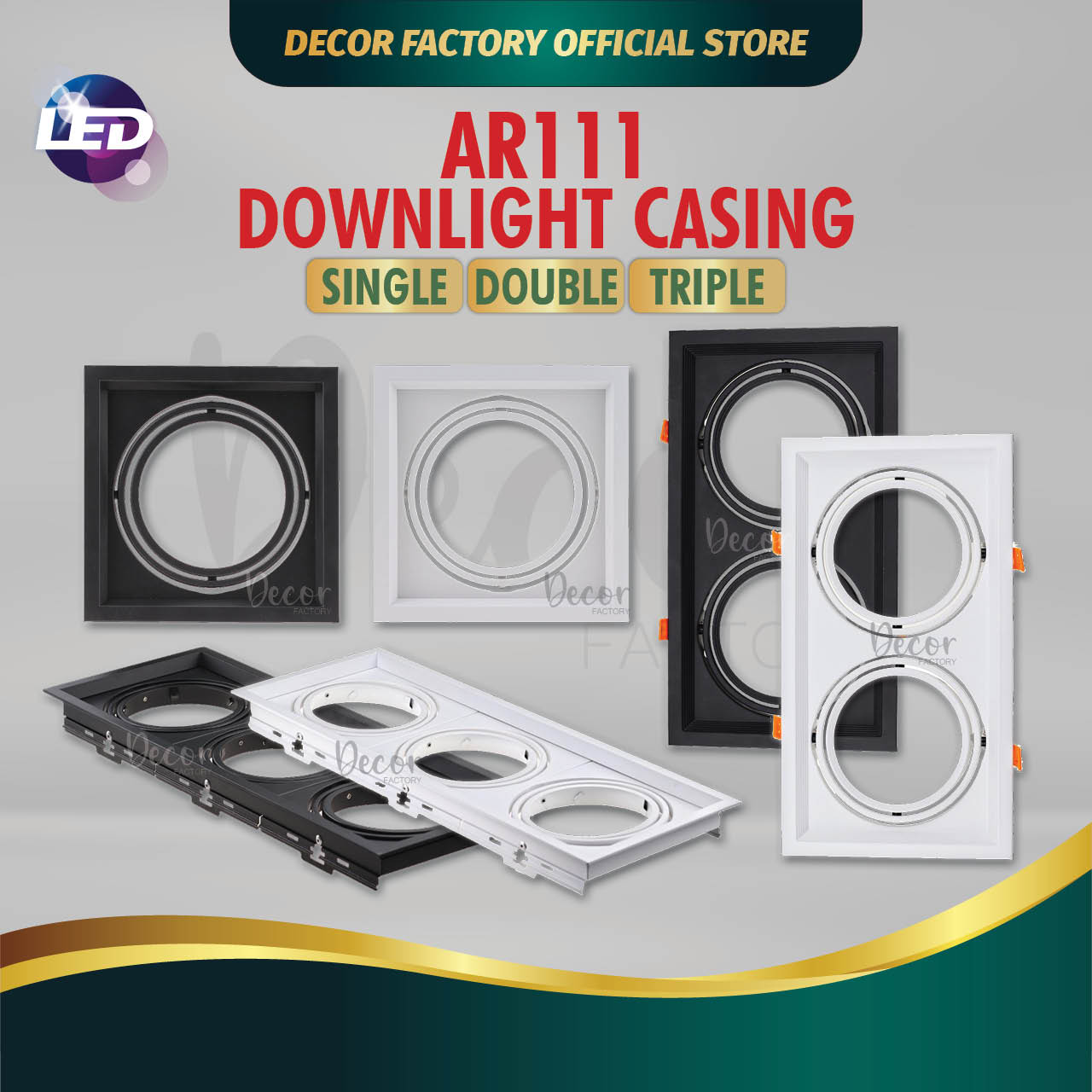 AR111 Downlight Casing Black White Fitting With Single Head Double Head ...