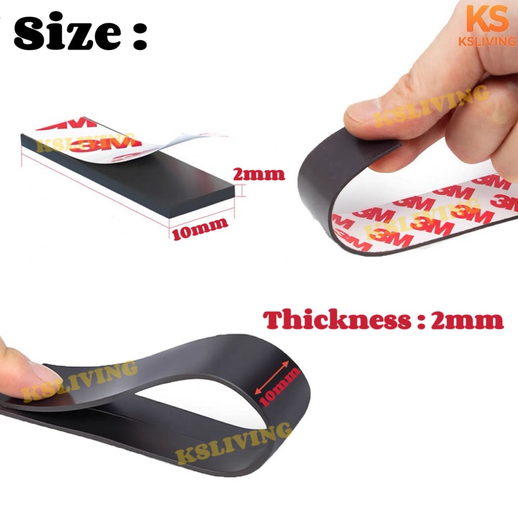 Kim.S 3M Double Side Tape 10mm Flat Type Flexible Magnetic Bar Strip ...