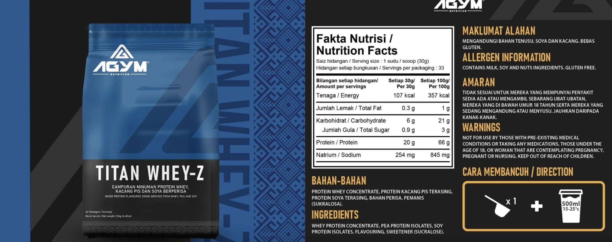 AGYM Nutrition Titan Whey Protein (2kgs) Halal Protein | Shopee Malaysia