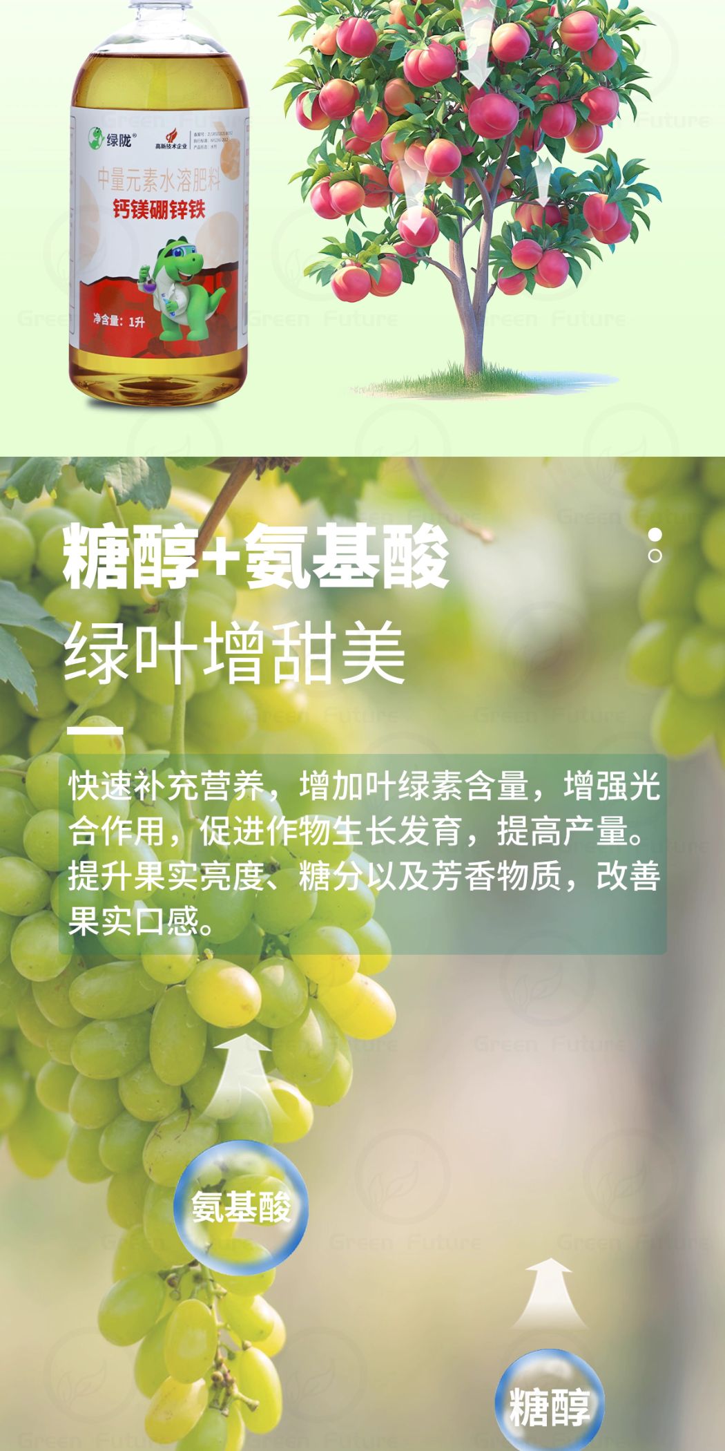 绿陇 中微量元素 钙镁硼锌铁 农用叶面肥 螯合果树水溶肥料 Calcium Magnesium Boron Zinc Iron ...