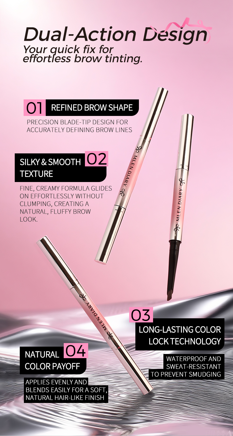 MLEN DIARY 2-in-1 Brow Master Dual Effect Pencil Tint Waterproof Smudge ...