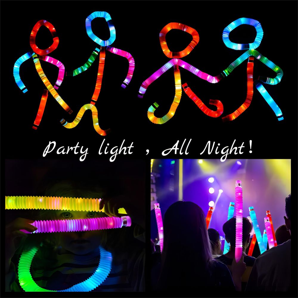 1 Pcs LED Pop Light Tubes Sensory Toy Pull Stretch Tube Children ...