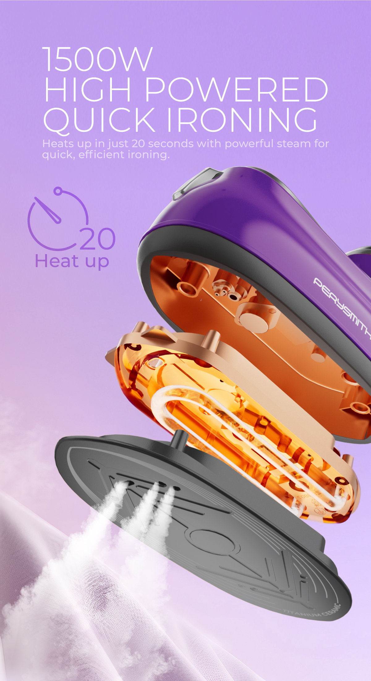 PerySmith SteamGo 100 Travel Iron [Anti Burn + Calc Clean] | Shopee ...