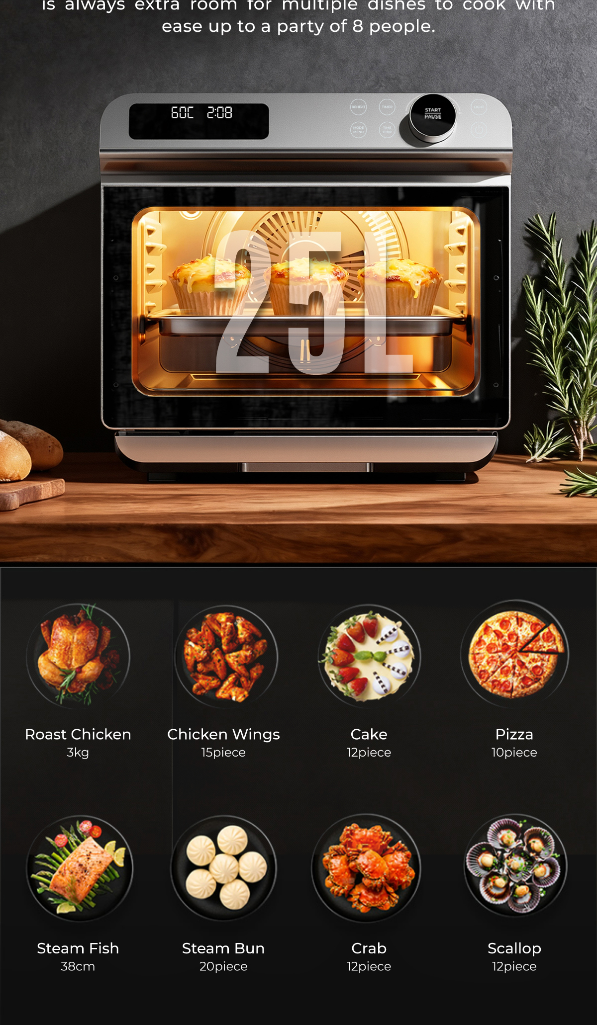 PerySmith AI25 25L Smart Steam Oven 3-IN-1 AI Series | Shopee Malaysia