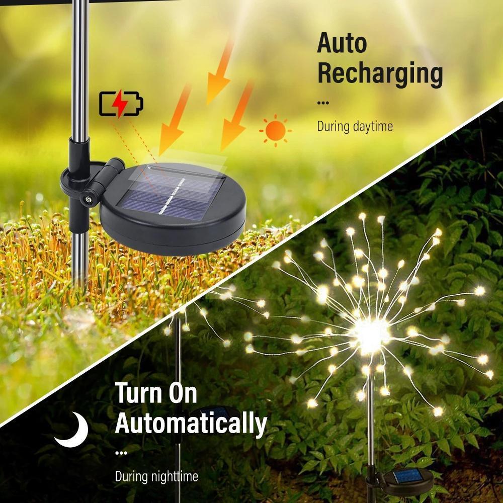 2026 Viral 180 LED Lampu Raya Solar Bunga Api Outdoor Waterproof ...