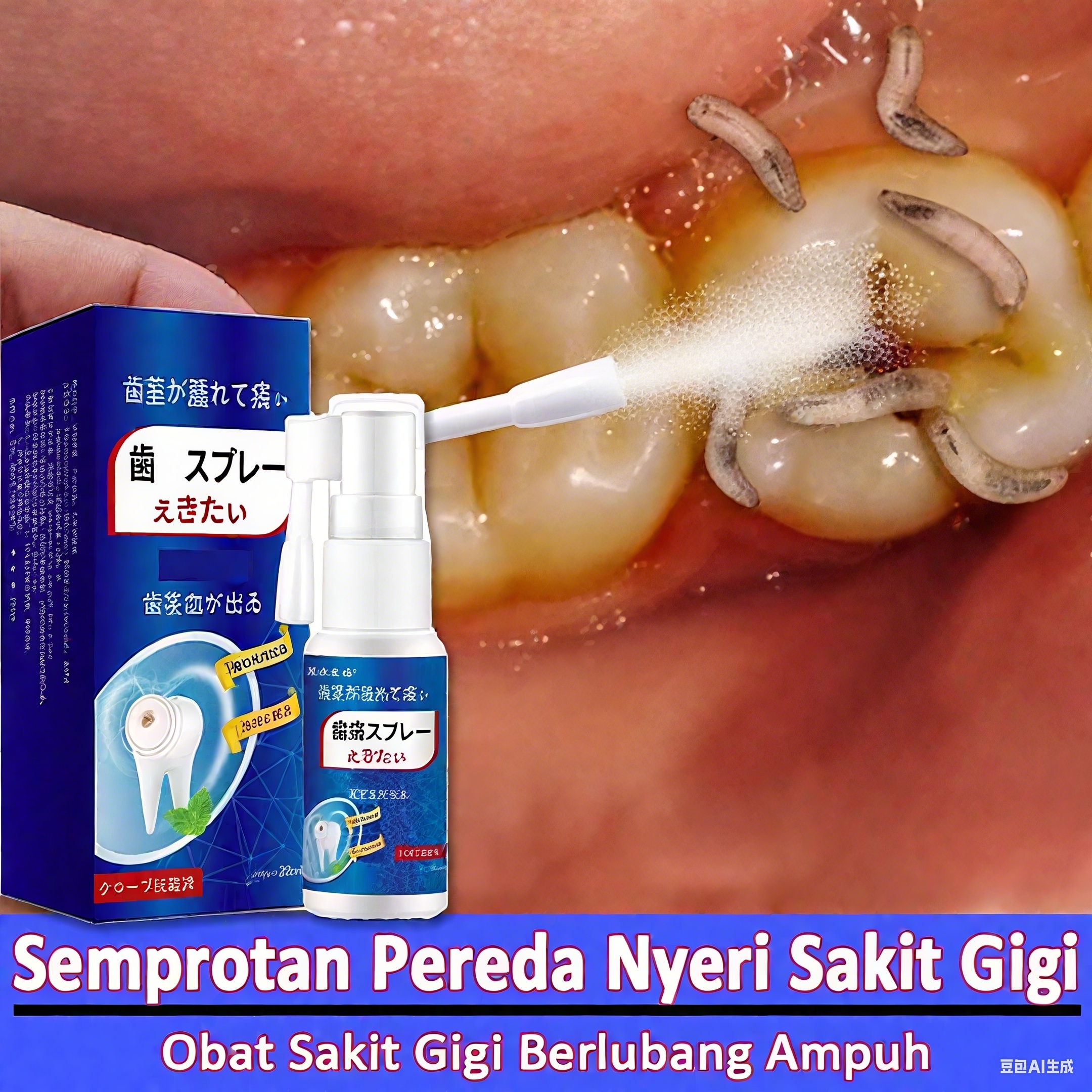 Spray sakit gigi kerana kaviti, ubat antibakteria dan penahan sakit ...