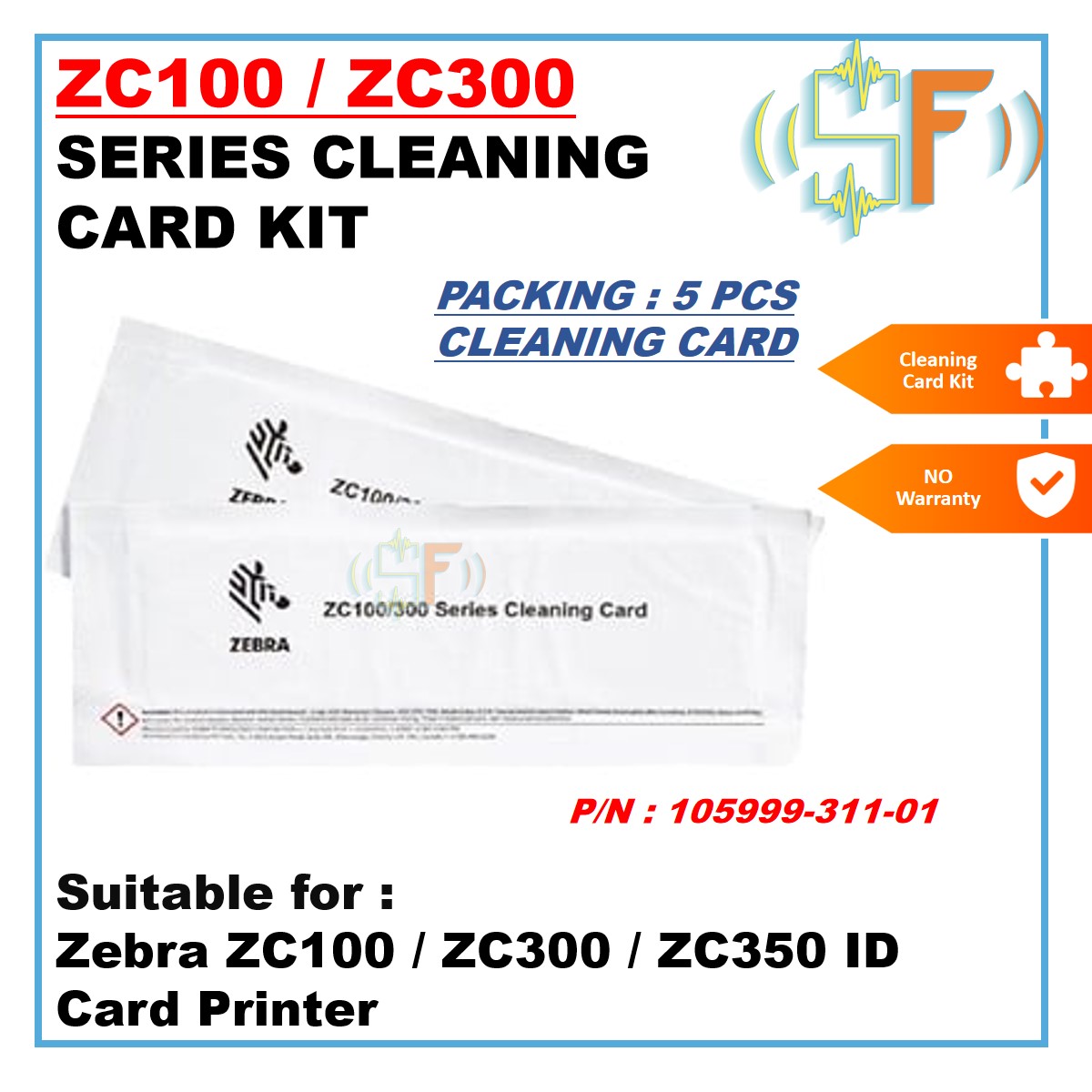 Cleaning Card Kit ZC100 ZC300 Zebra 105999-311-01 105999-311 for ZC 100 ...