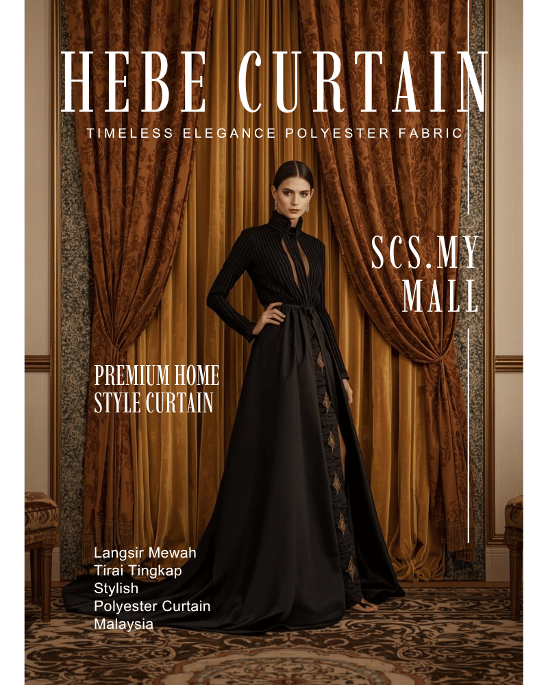 SCS.MY H29 Hebe Polyester Semi Blackout Curtain / Ready Made / Soft-touch / Home Decor Hook ...