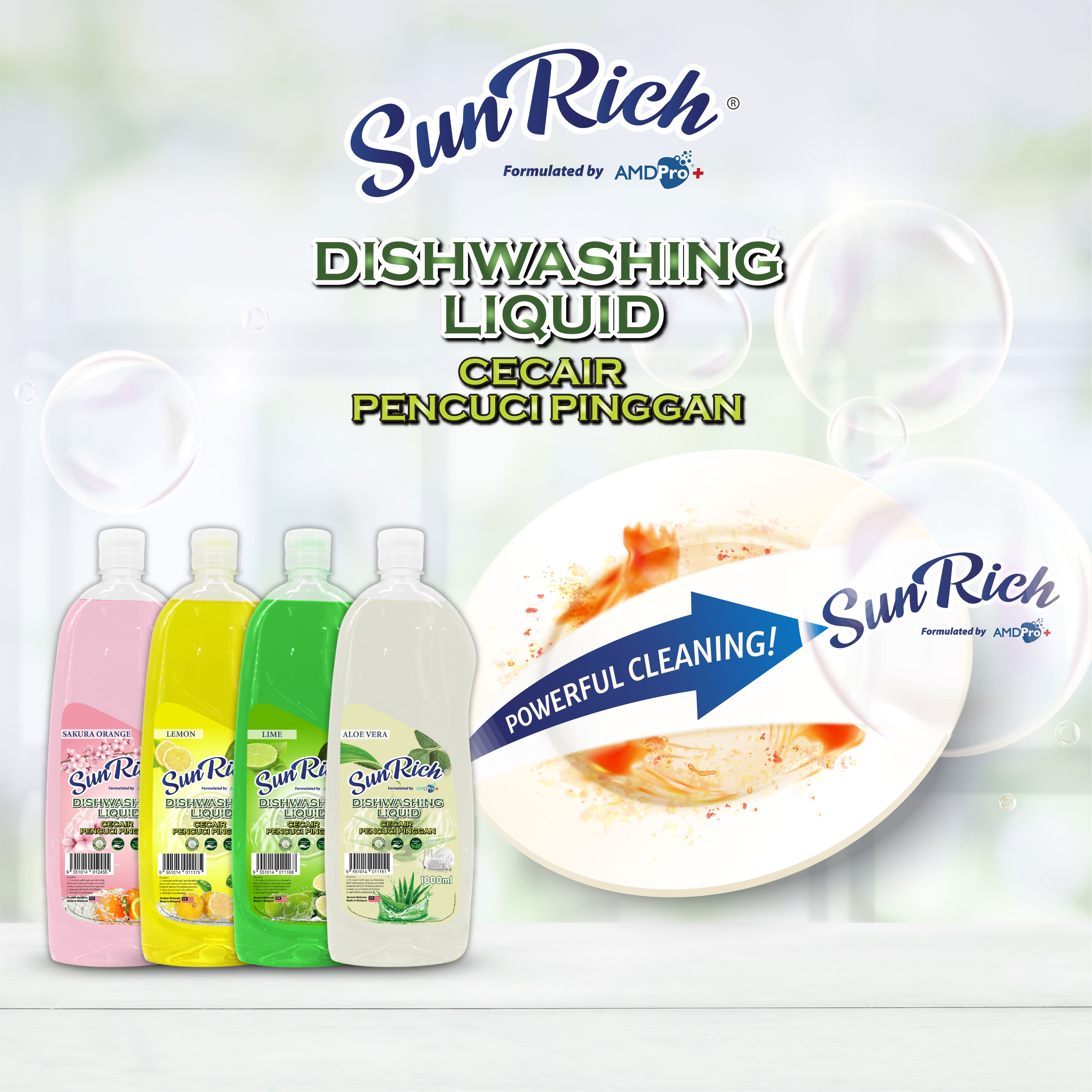 SUNRICH Dishwashing Liquid (1000ml) | Oil Removal, Antibacterial ...