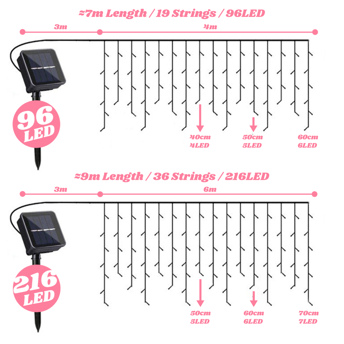 Rarito 9M Solar Curtain Lights String Fairy Light Christmas Lampu Raya ...