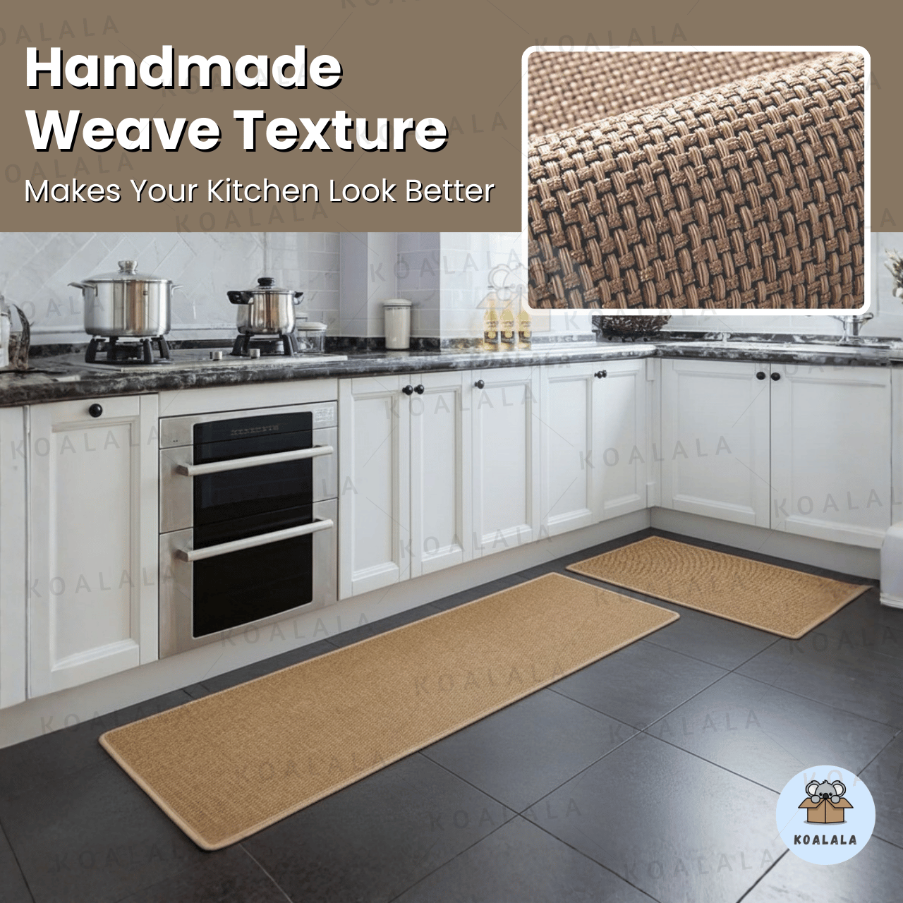 【2 in 1】Premium Antislip Linen Kitchen Mat Absorbent Fast Dry Karpet ...