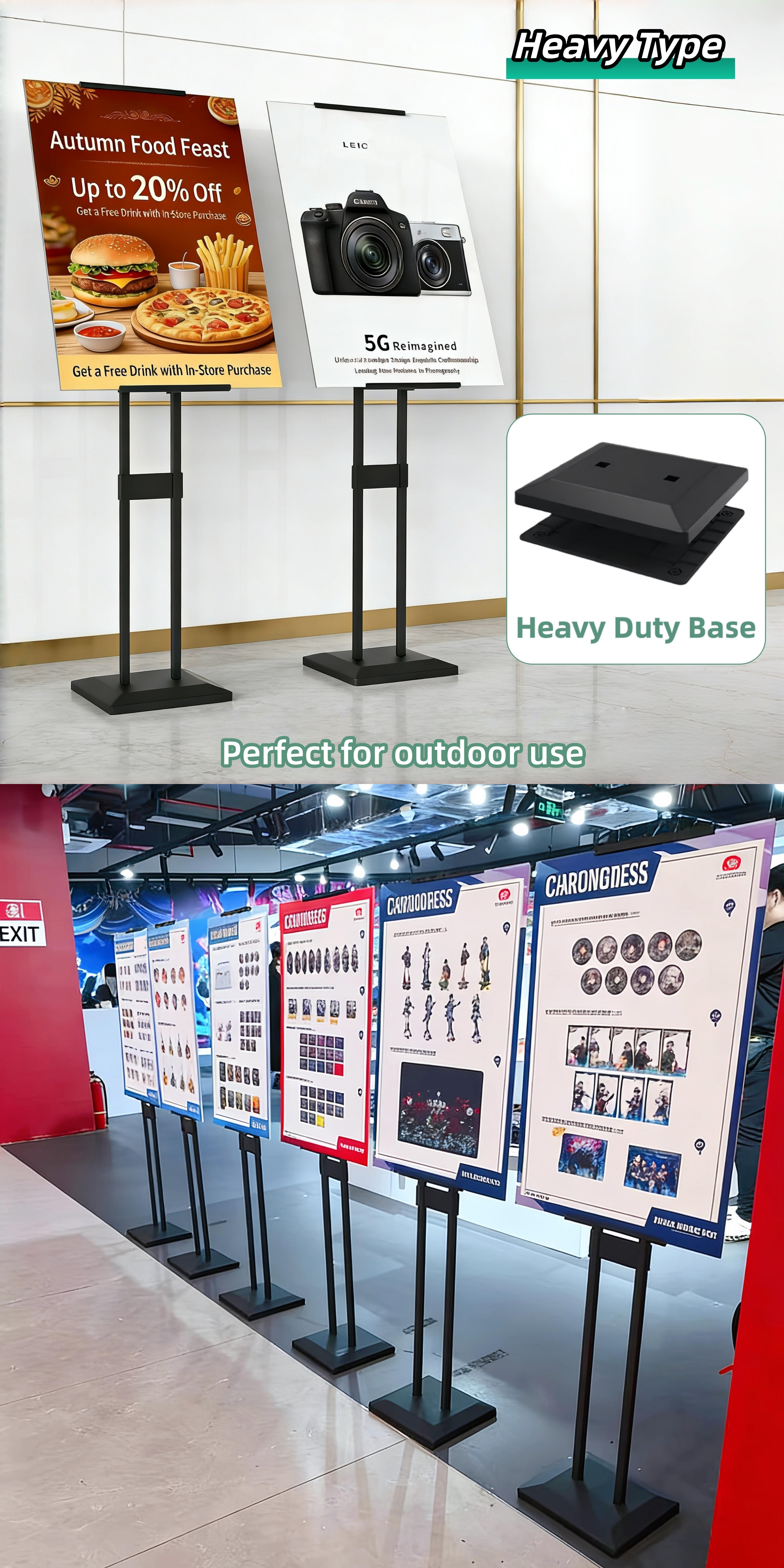 Floor Poster Board Stand Indoor Outdoor Heavy Duty Signboard Menu Stand ...