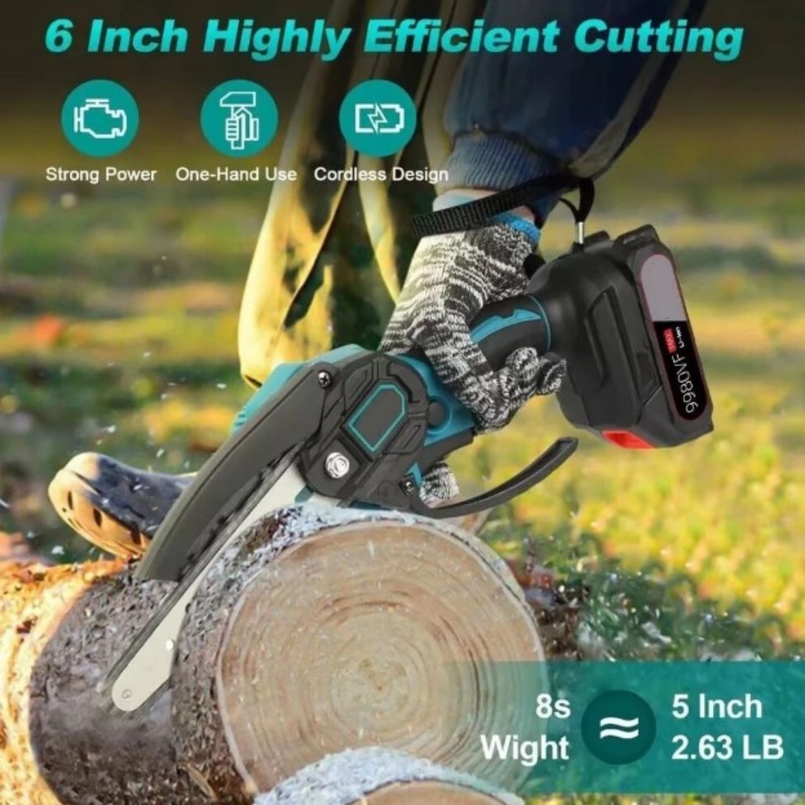 BOSCH Cordless Mini Chainsaw 6 Inch Compact Electric Tree Trimmer and ...