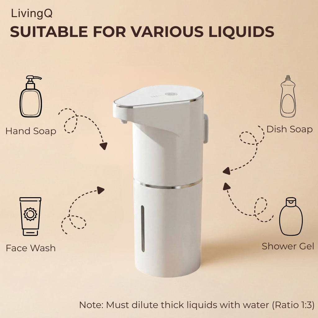LivingQ Automatic Foam Soap Dispenser Wall Mounted Rechargeable Sensor ...