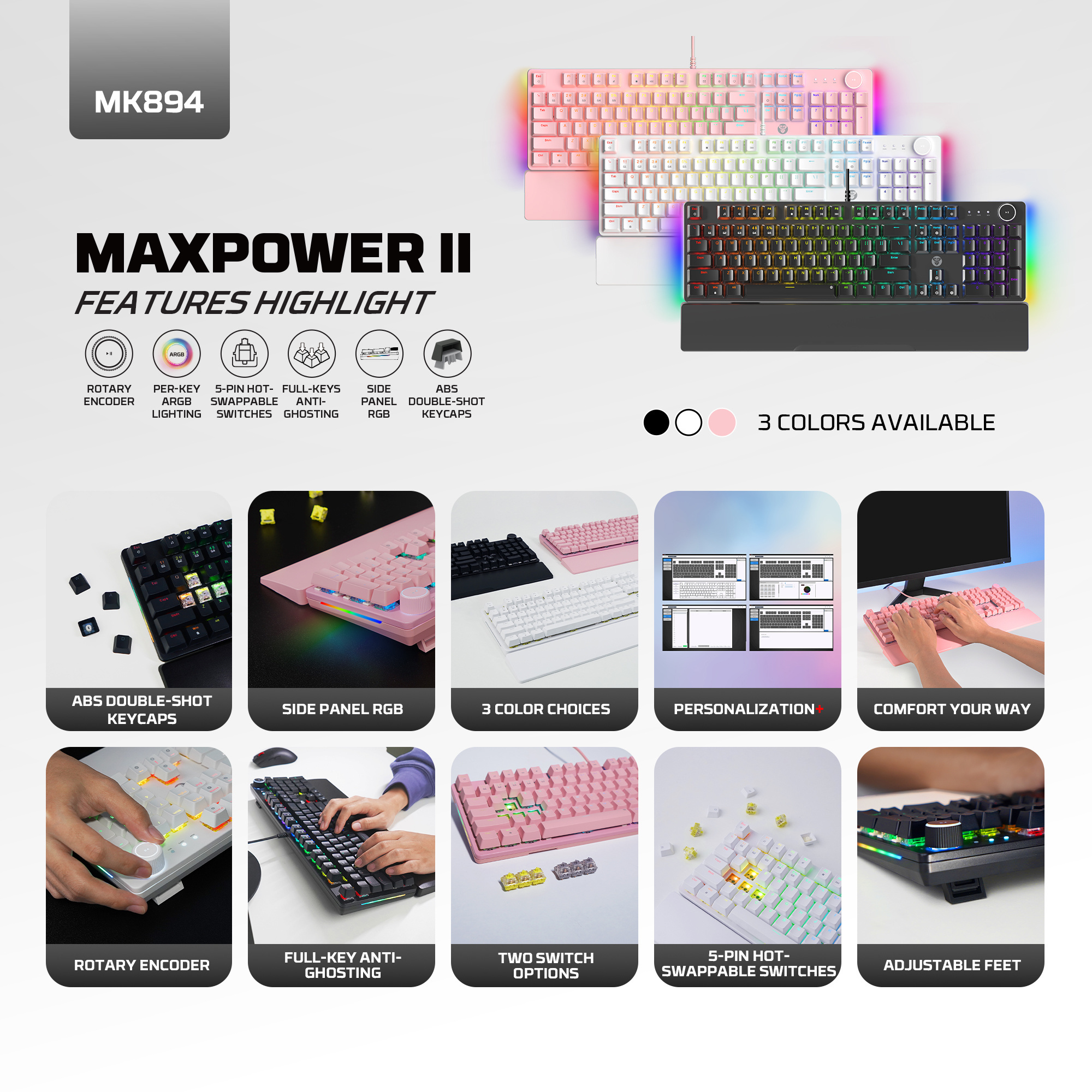[NEW] Fantech MK894 MAXPOWER II Mechanical Gaming Keyboard ARGB ...