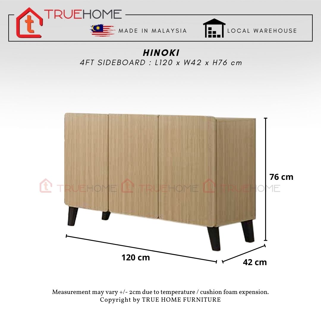 True Home HINOKI 4 / 5+ FT Muji Minimalist Sideboard, Buffet, Cabinet ...